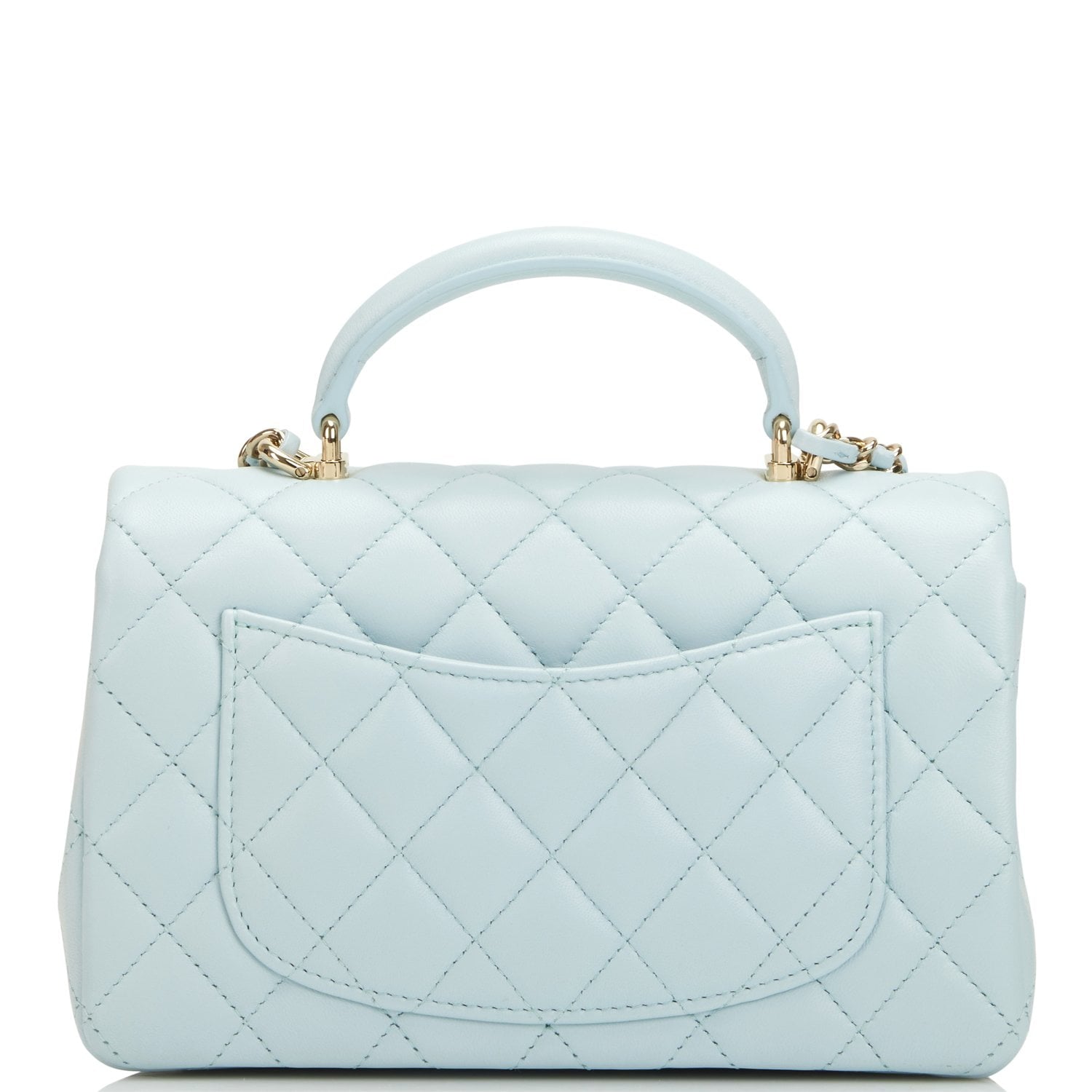Chanel Light Blue Quilted Lambskin Rectangular Mini Flap Bag Top Handle ...