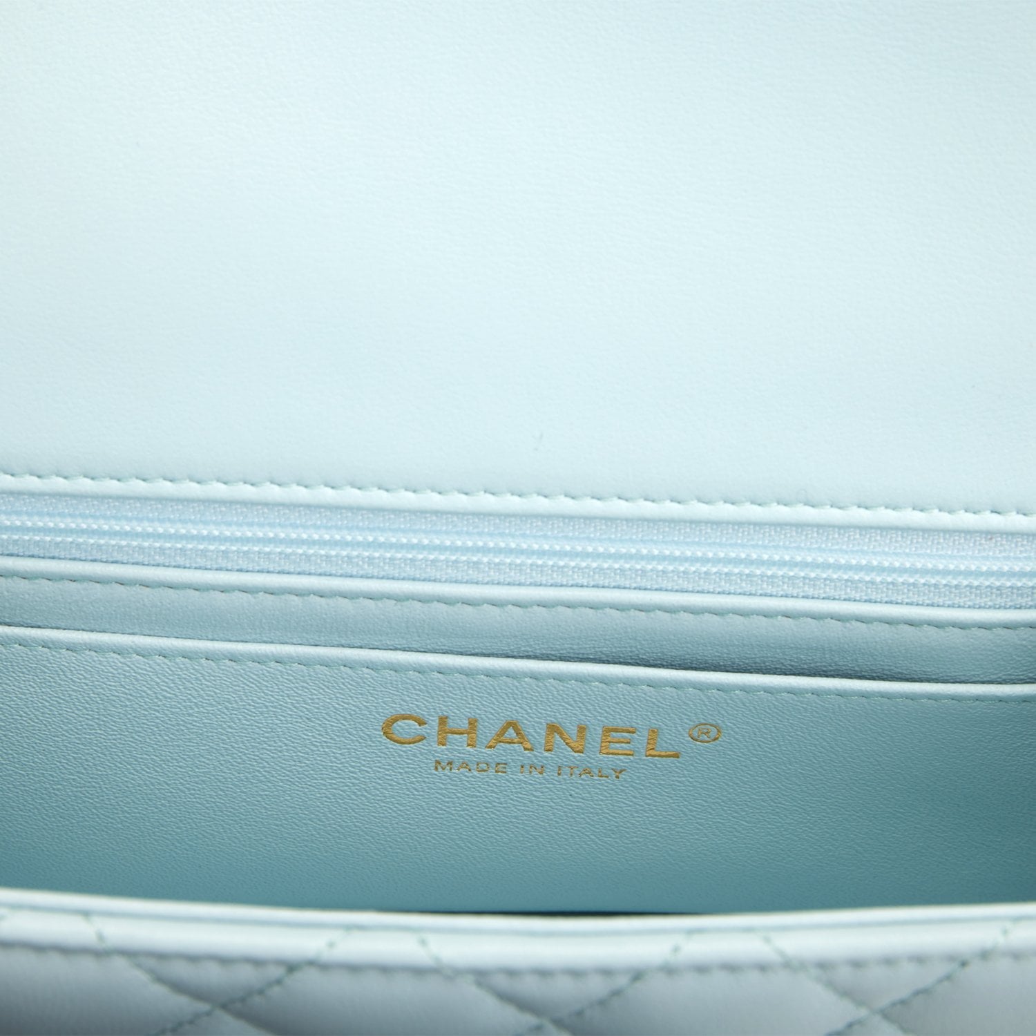 Chanel Light Blue Quilted Lambskin Rectangular Mini Flap Bag Top Handle ...