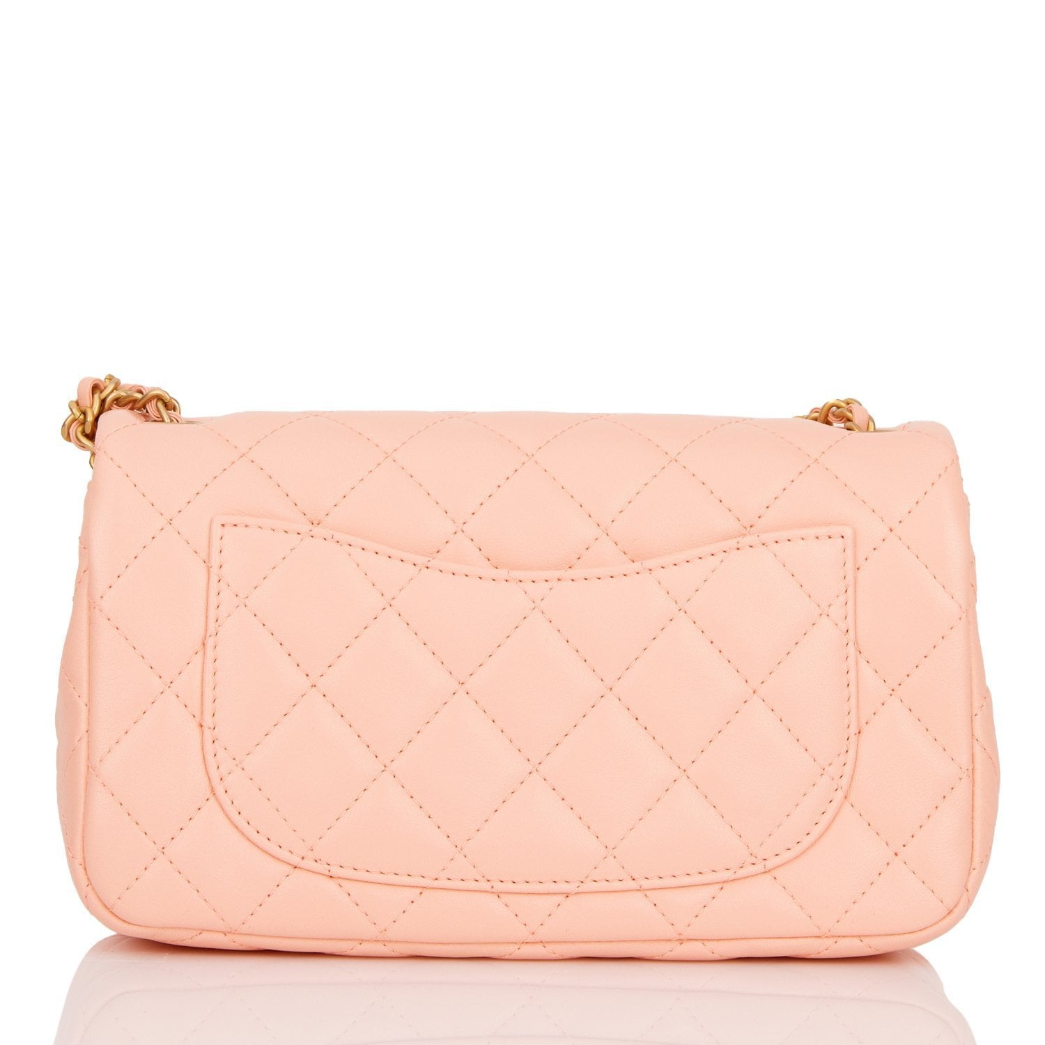 Chanel Peach Pearl Crush Rectangular Mini Classic Flap Bag Antique Gold ...