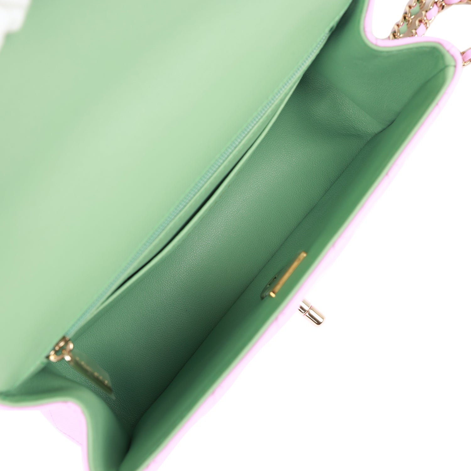 Chanel Mini Rectangular Black and Pink Quilted Lambskin Flapbag GHW