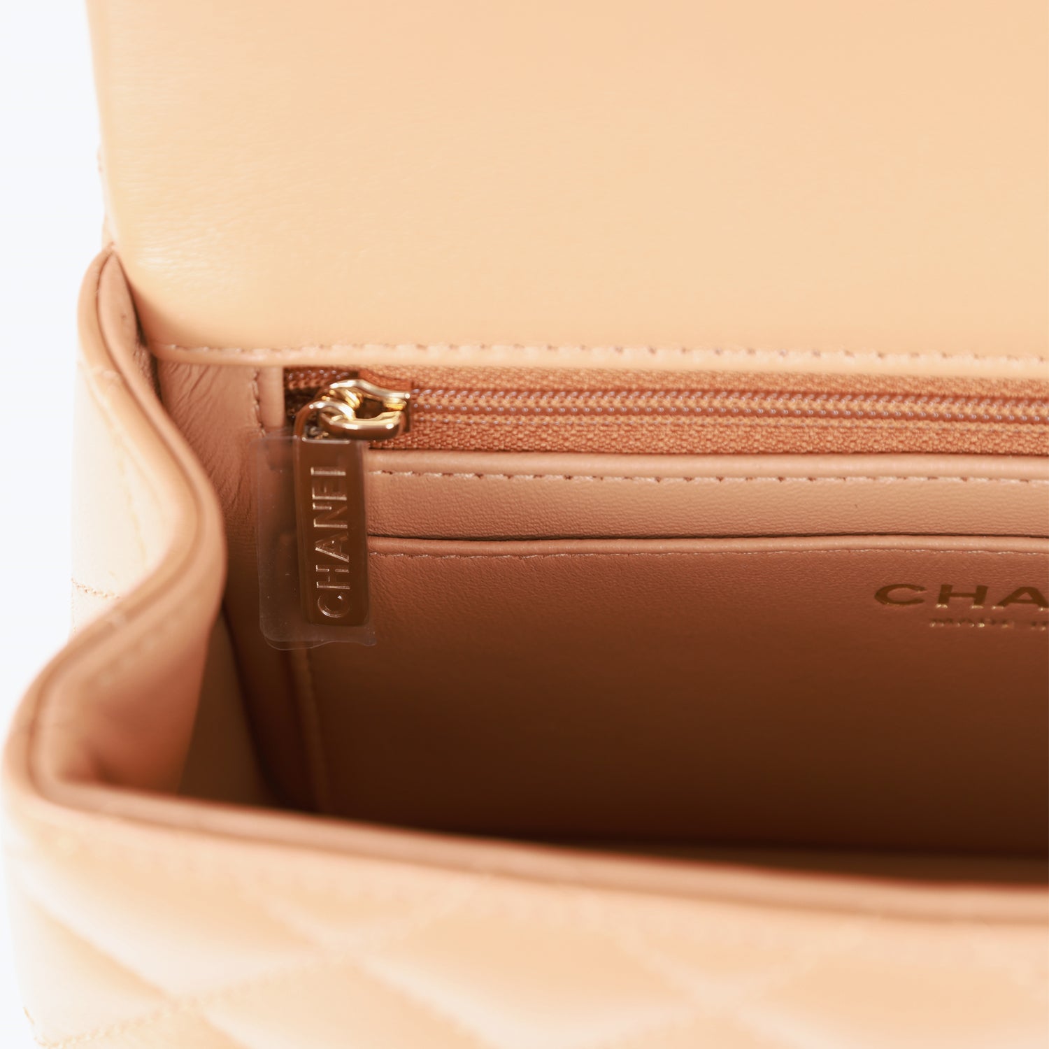 Chanel Mini Rectangular Flap with Top Handle Caramel Lambskin Light Go