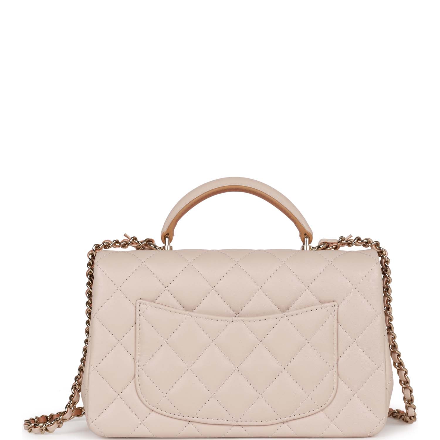 Chanel Mini Flap with Top Handle Beige and Caramel Lambskin Light Gold