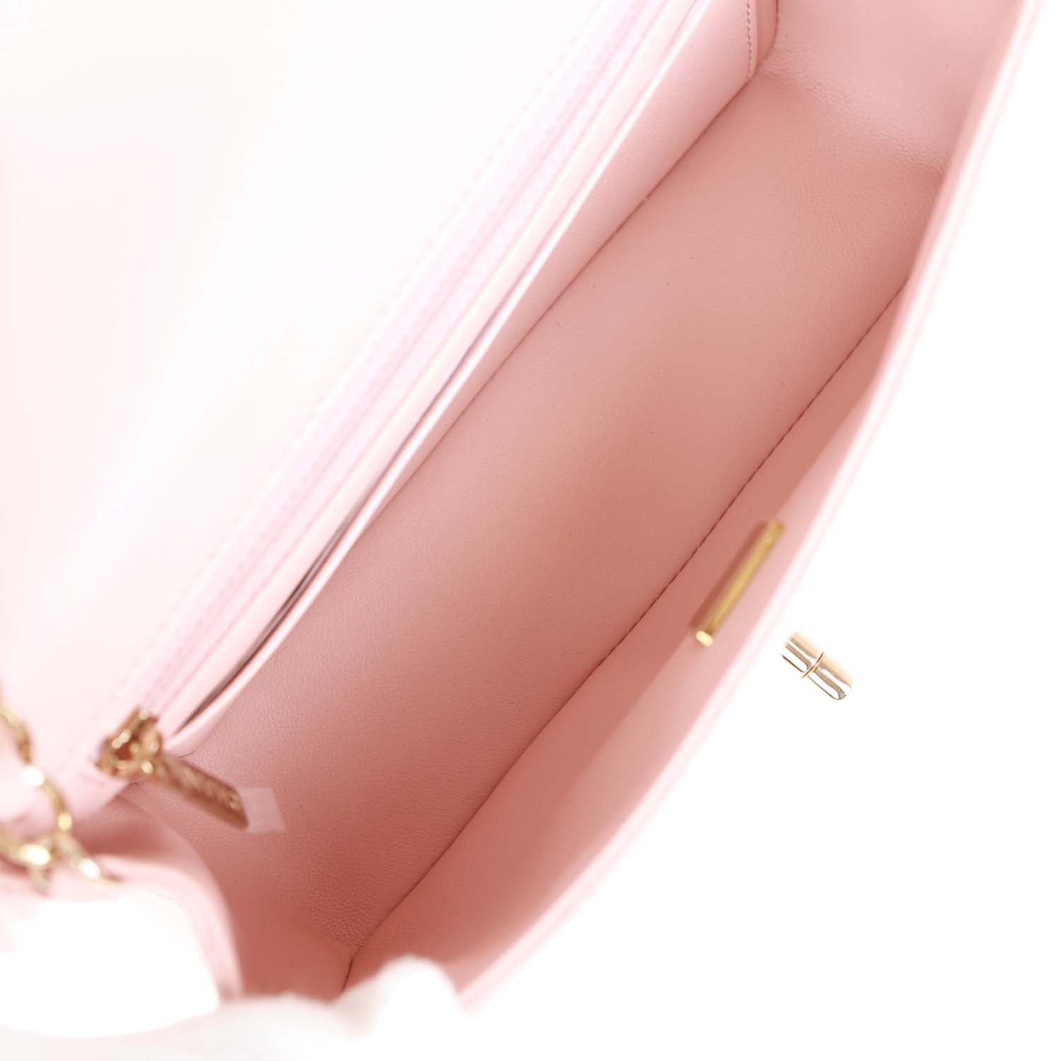 Chanel Mini Rectangular Flap Bag Pink Lambskin Light Gold Hardware