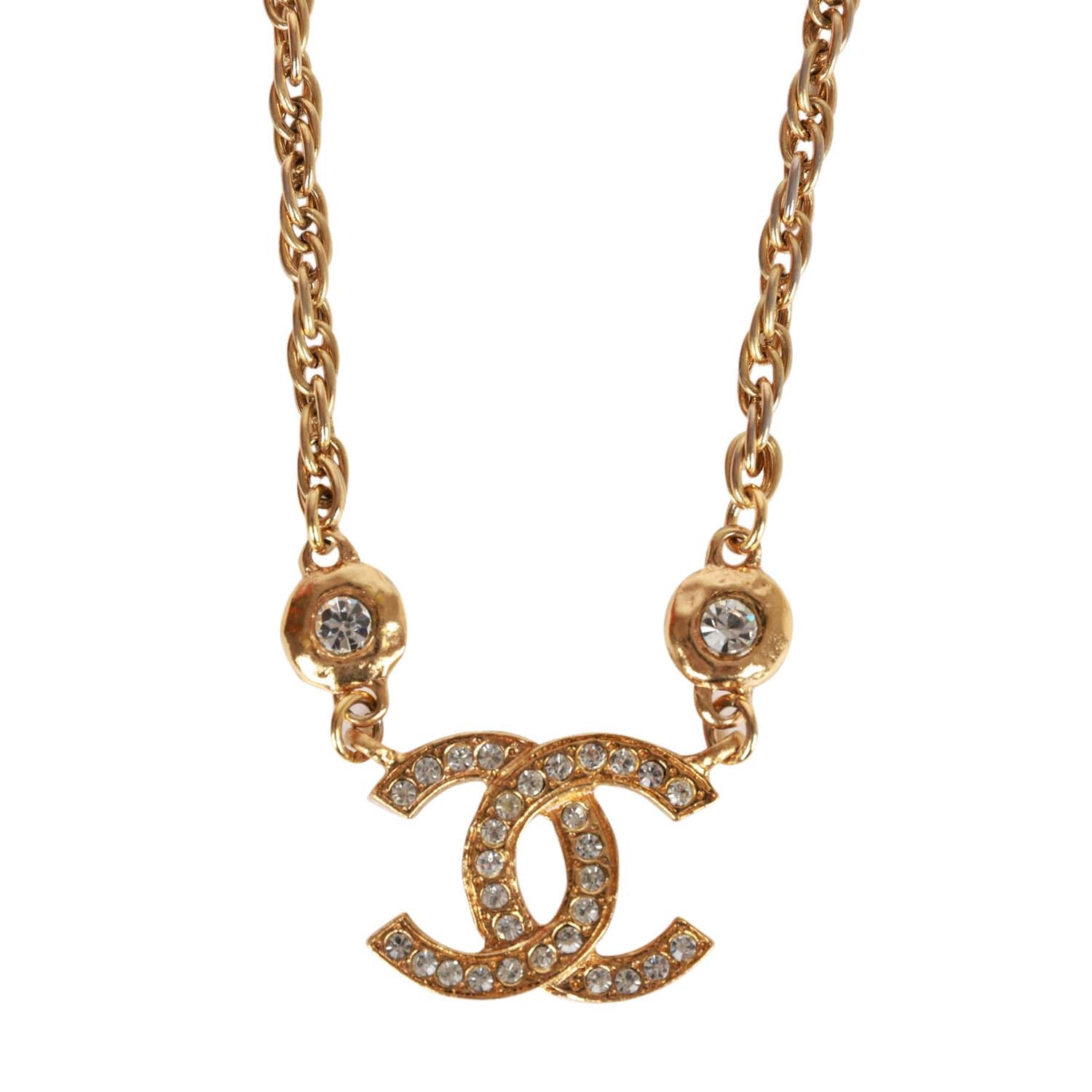 Vintage Chanel Gold Interlocking CC Hanging Pendant Necklace