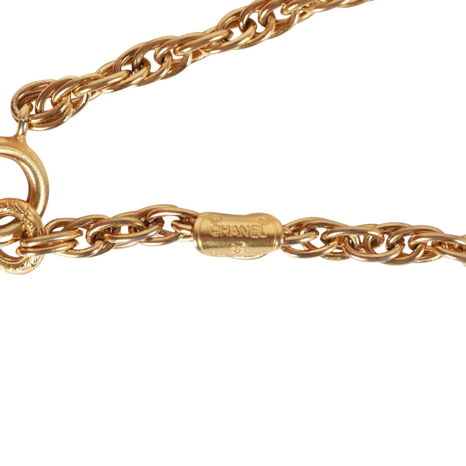 Vintage Chanel Gold Interlocking CC Hanging Pendant Necklace