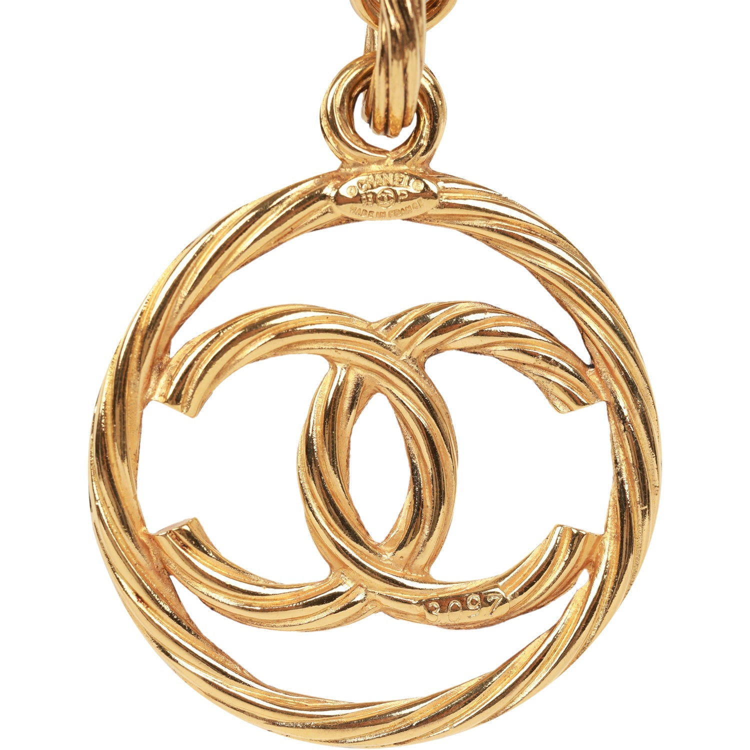 Vintage Chanel Gold Plated Encircled CC Long Necklace