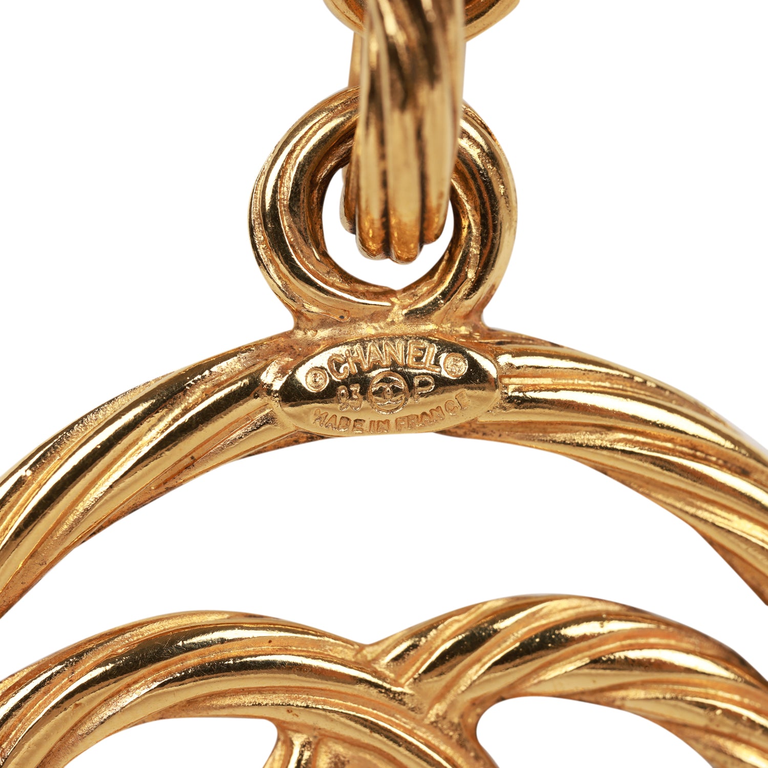 Vintage Chanel Gold Plated Encircled CC Long Necklace