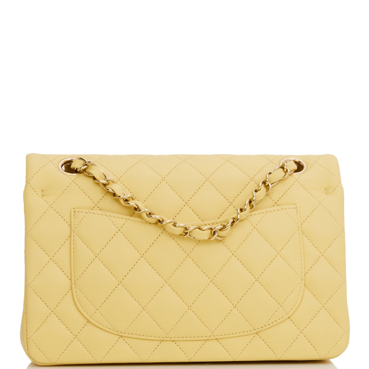 Chanel Small Classic Double Flap Bag Yellow Lambskin Light Gold Hardwa