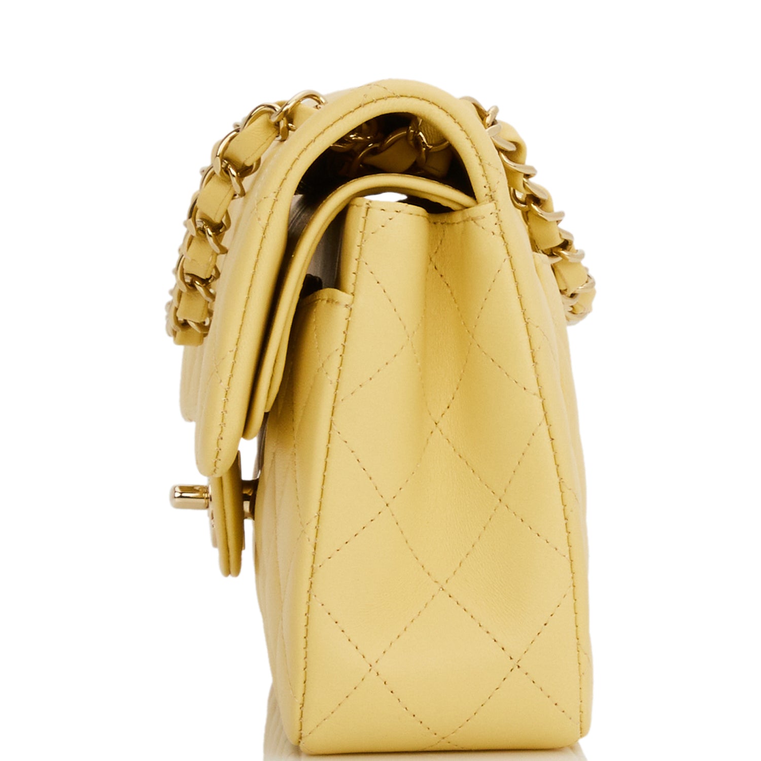 Chanel Small Classic Double Flap Bag Yellow Lambskin Light Gold Hardwa