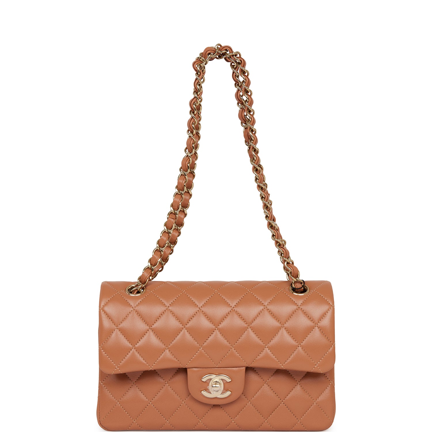 Chanel Small Classic Double Flap Bag Caramel Lambskin Light Gold Hardw
