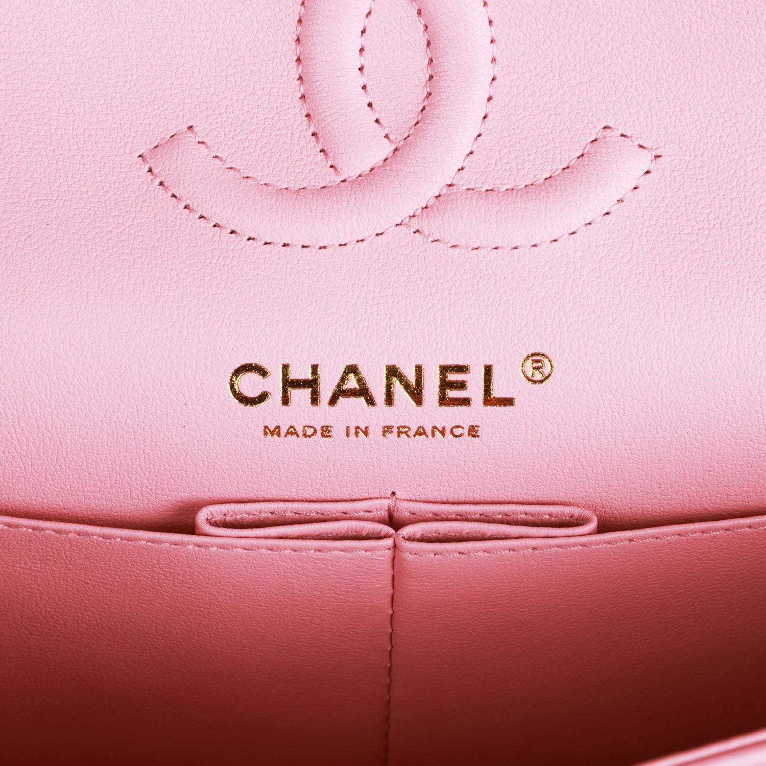Chanel Pink Lambskin Small Classic Double Flap Bag Light Gold Hardware