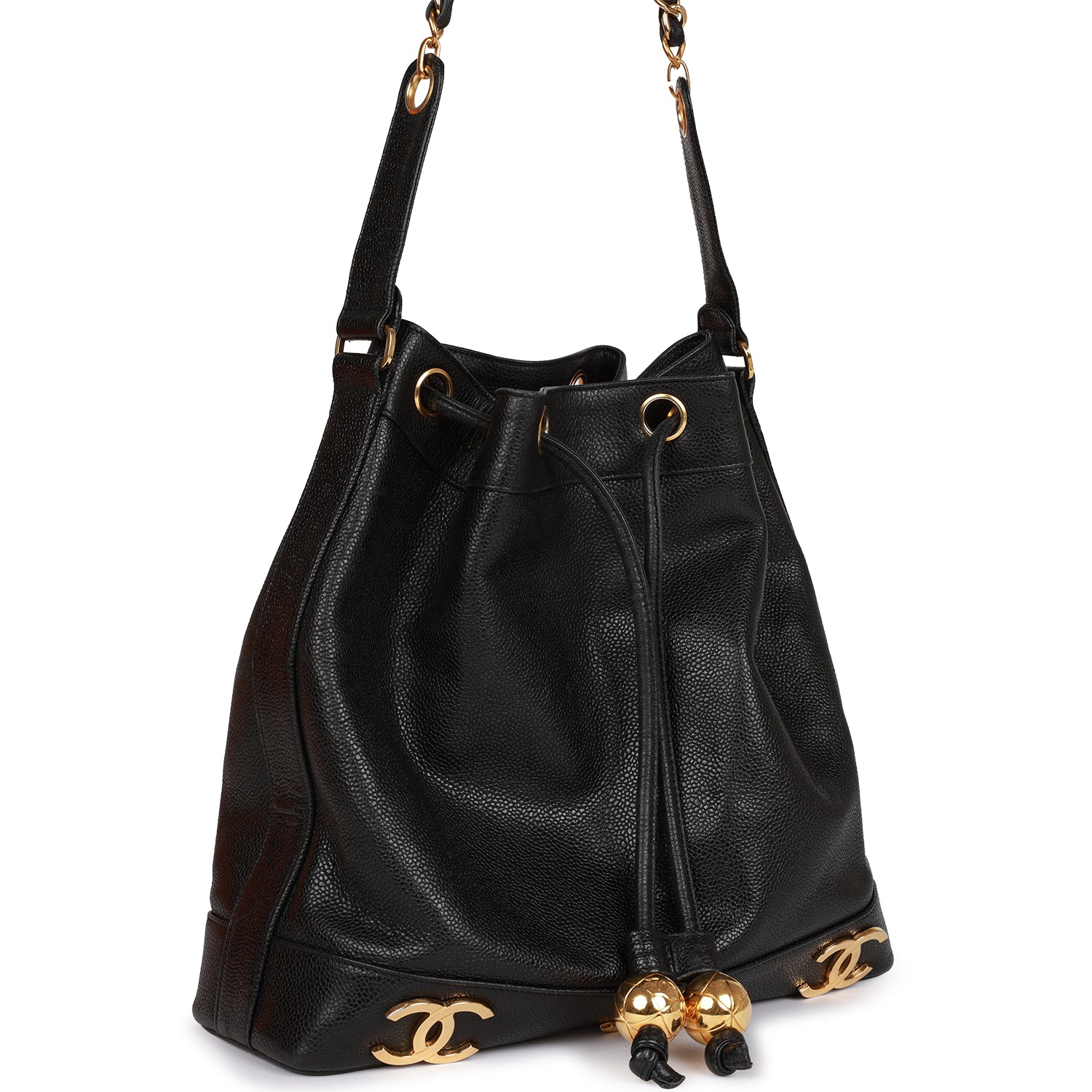 Chanel Vintage CC Bucket Bag Black Caviar Gold Hardware – Madison ...