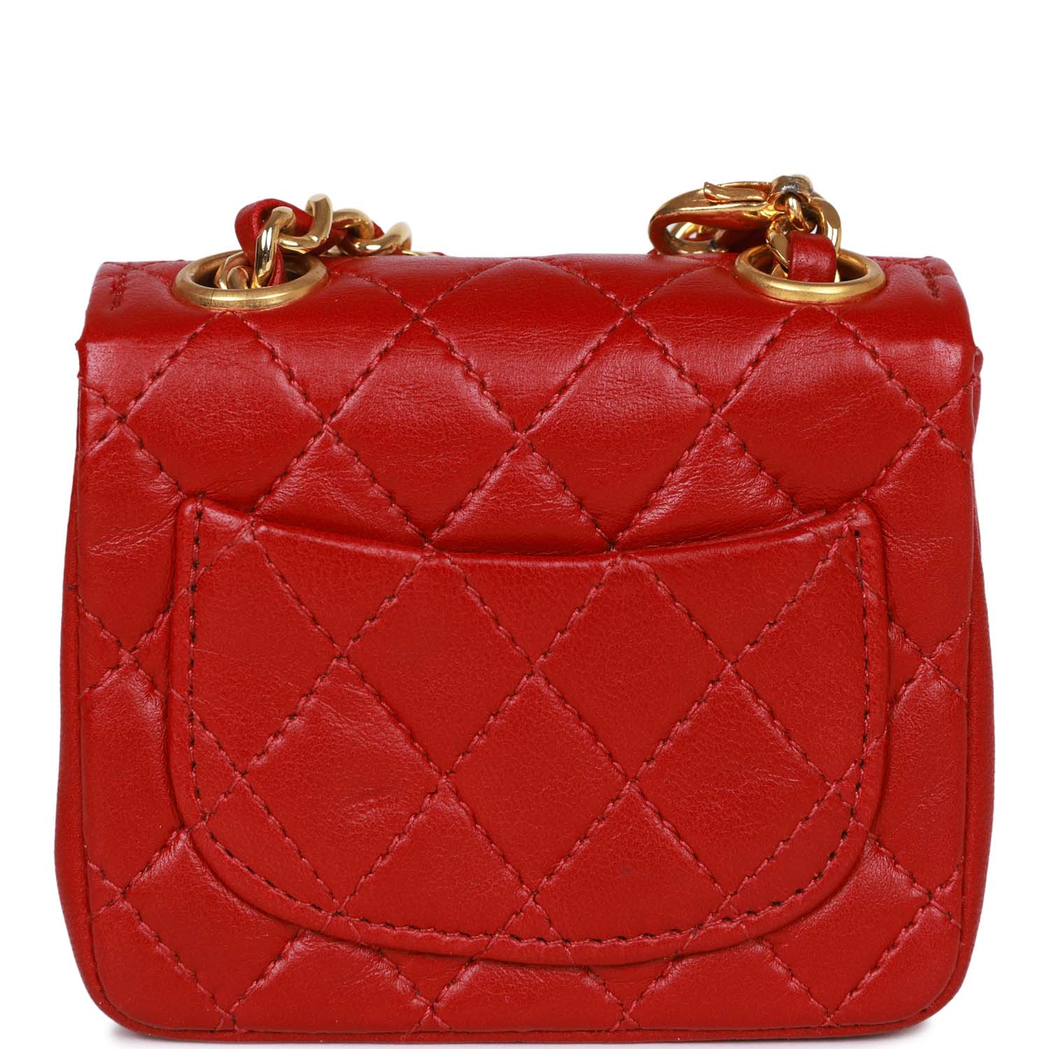 Vintage Chanel Micro Belt Flap Bag Red Lambskin Gold Hardware – Madison ...