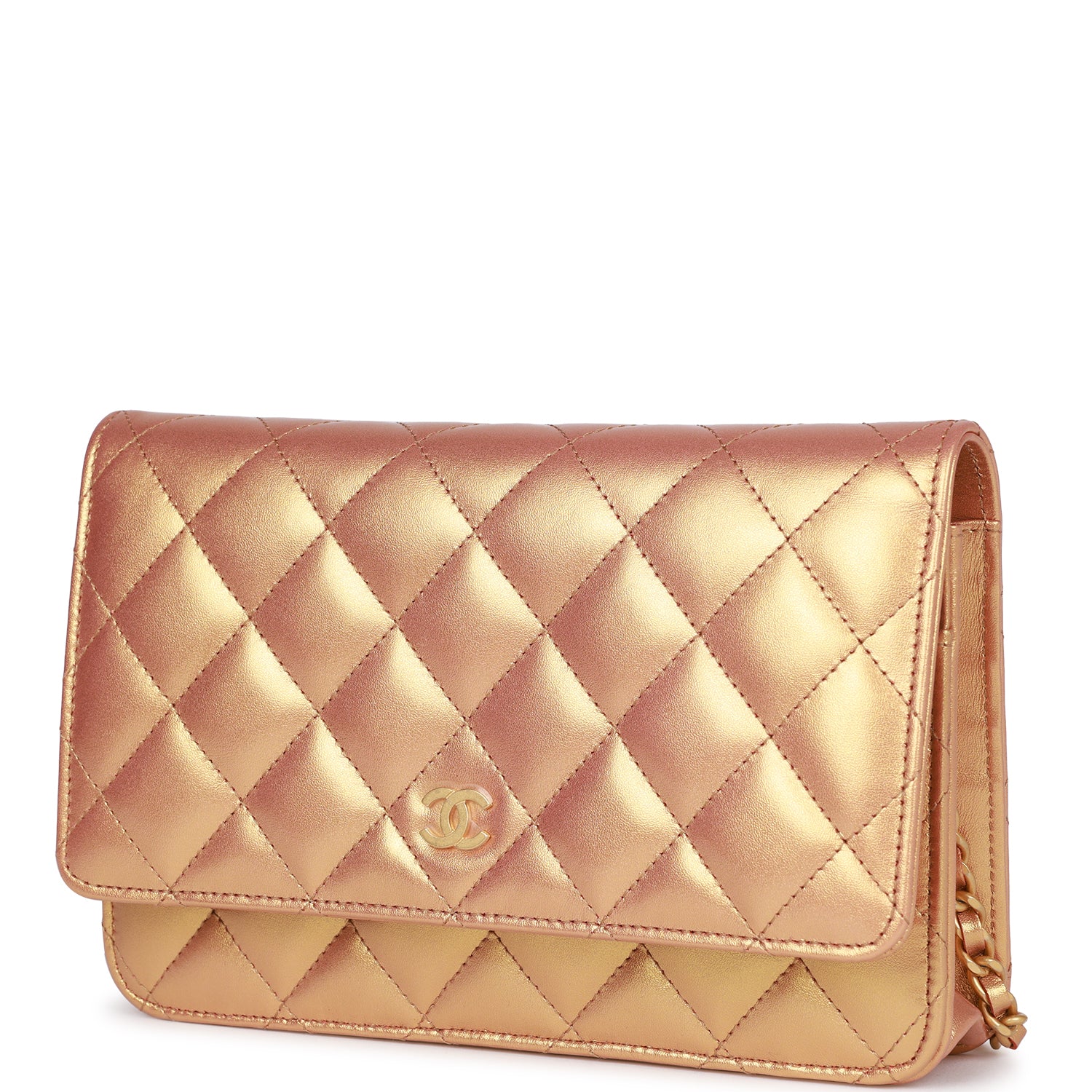 Chanel Wallet on Chain WOC Gold Metallic Calfskin Antique Gold Hardwar