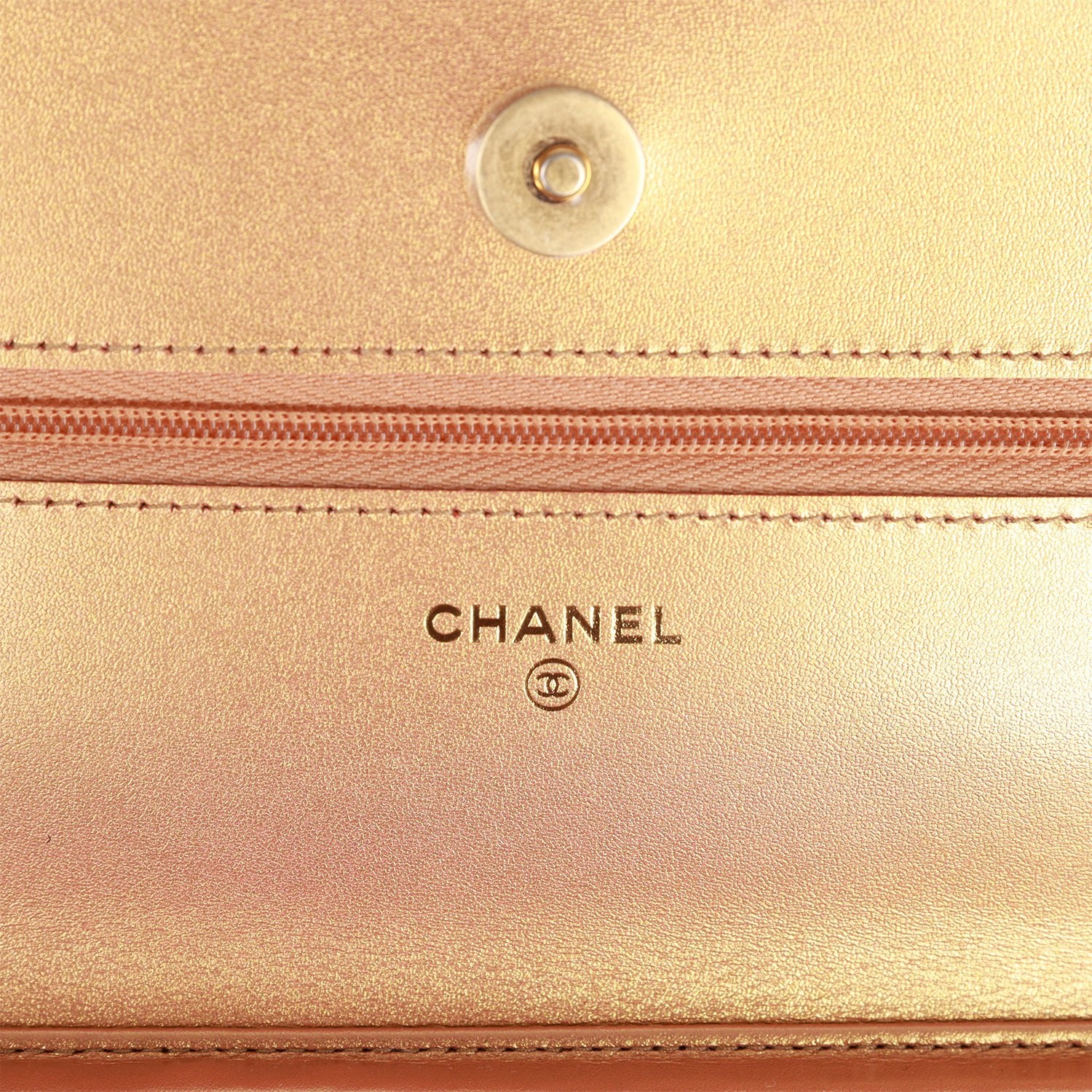 Chanel Wallet on Chain WOC Gold Metallic Calfskin Antique Gold Hardwar