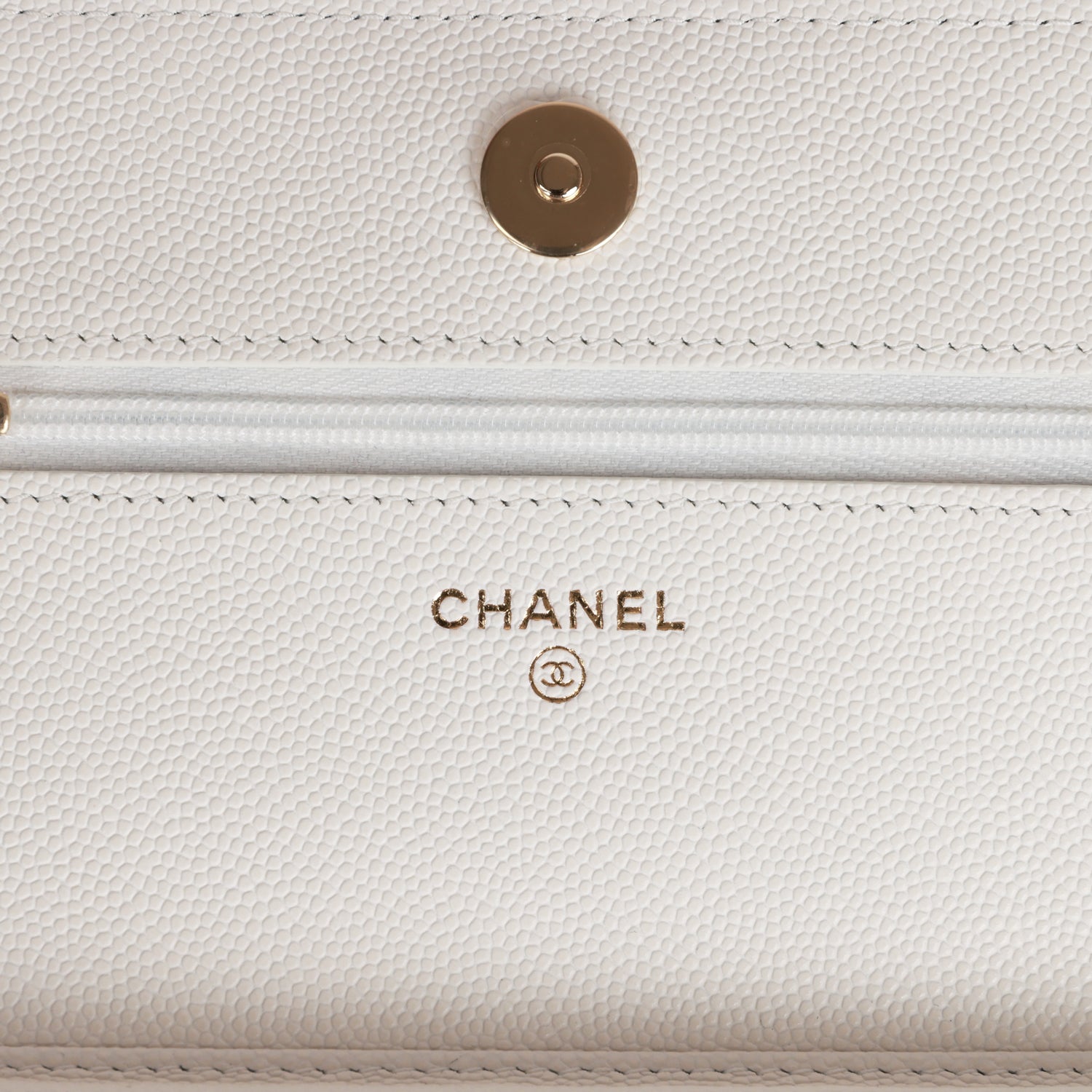 Chanel Wallet on Chain WOC White Caviar Light Gold Hardware