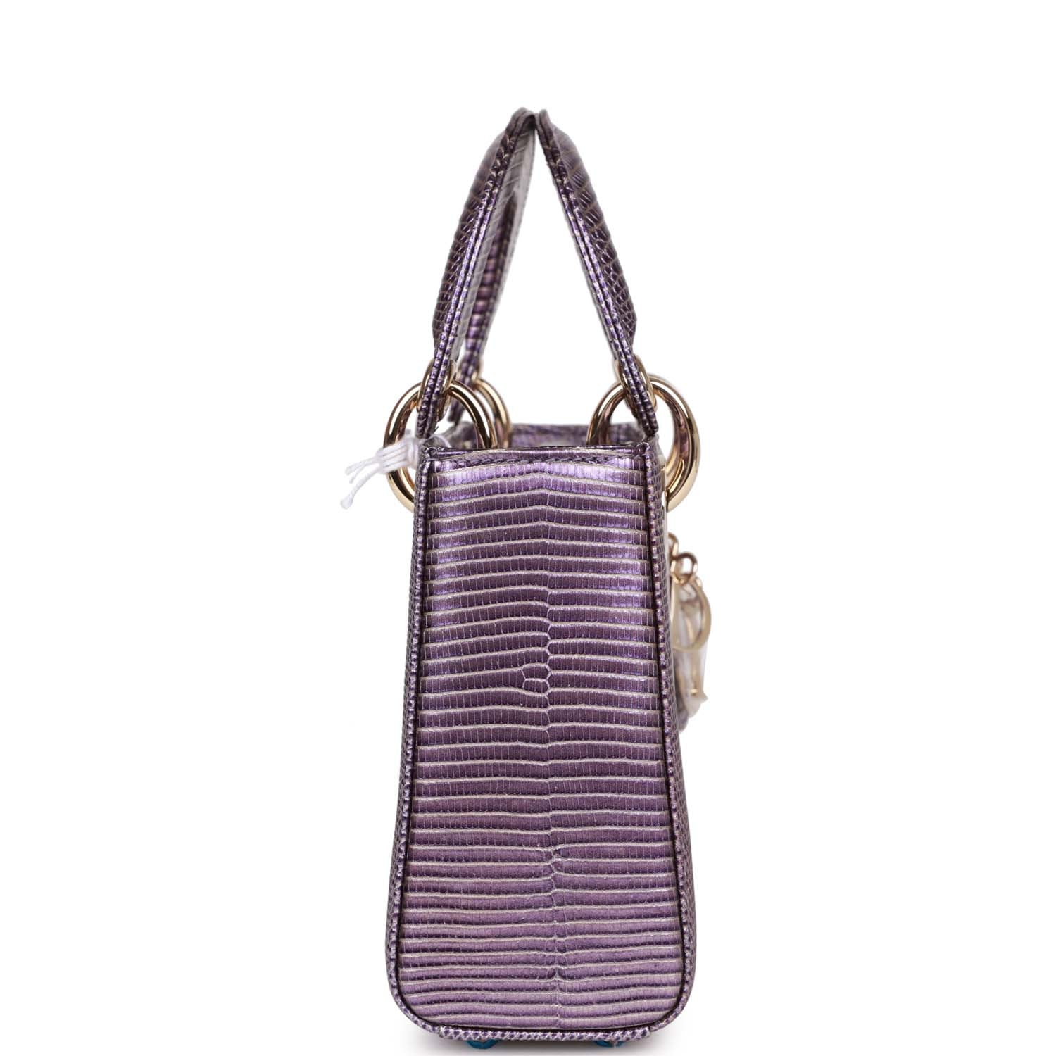 Christian Dior Mini Lady Dior Purple Iridescent Salvator Lizard Light