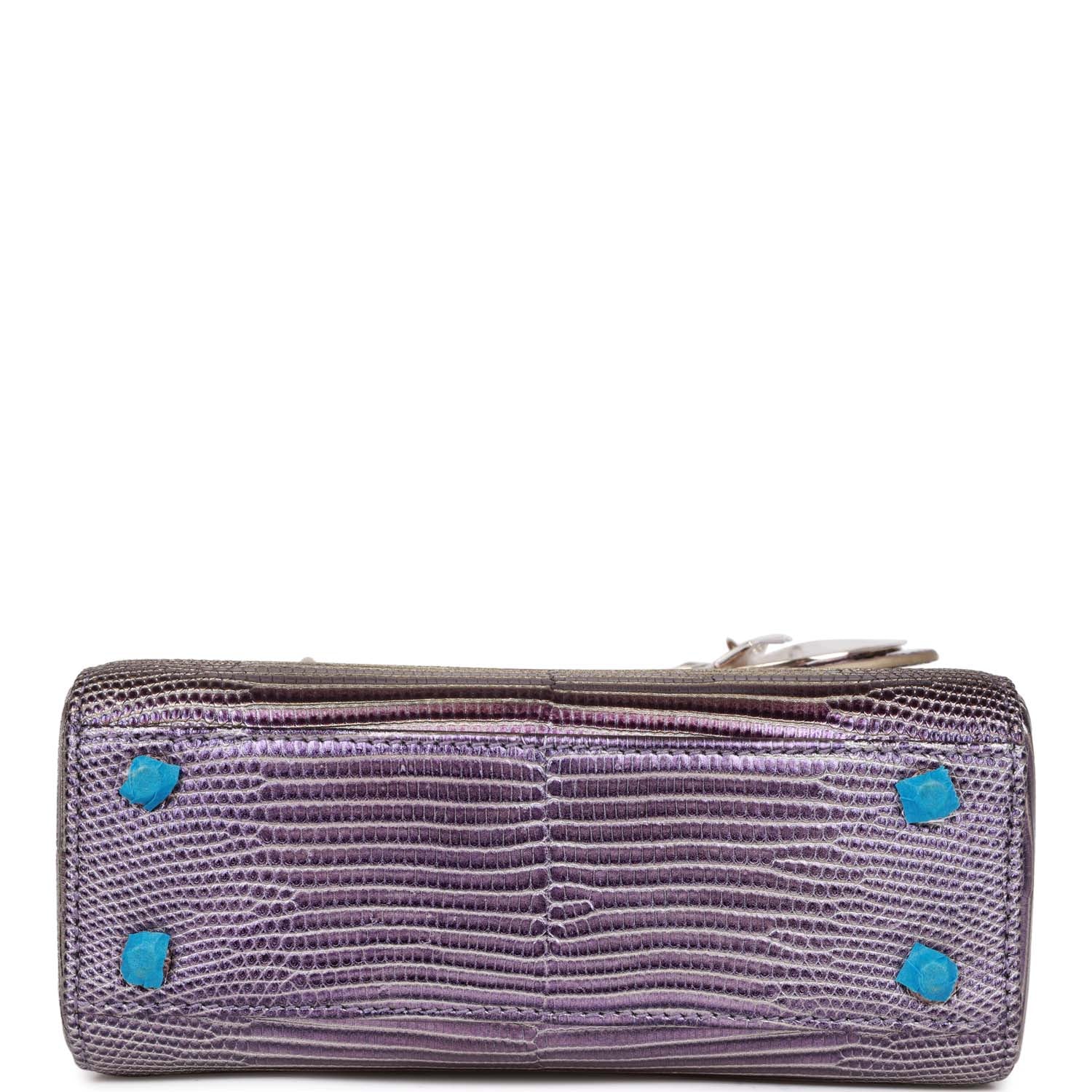 Christian Dior Mini Lady Dior Purple Iridescent Salvator Lizard Light