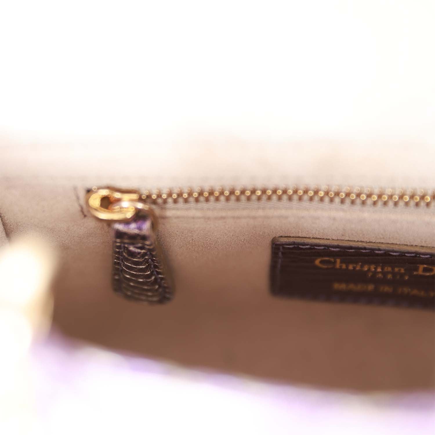 Christian Dior Mini Lady Dior Purple Iridescent Salvator Lizard Light