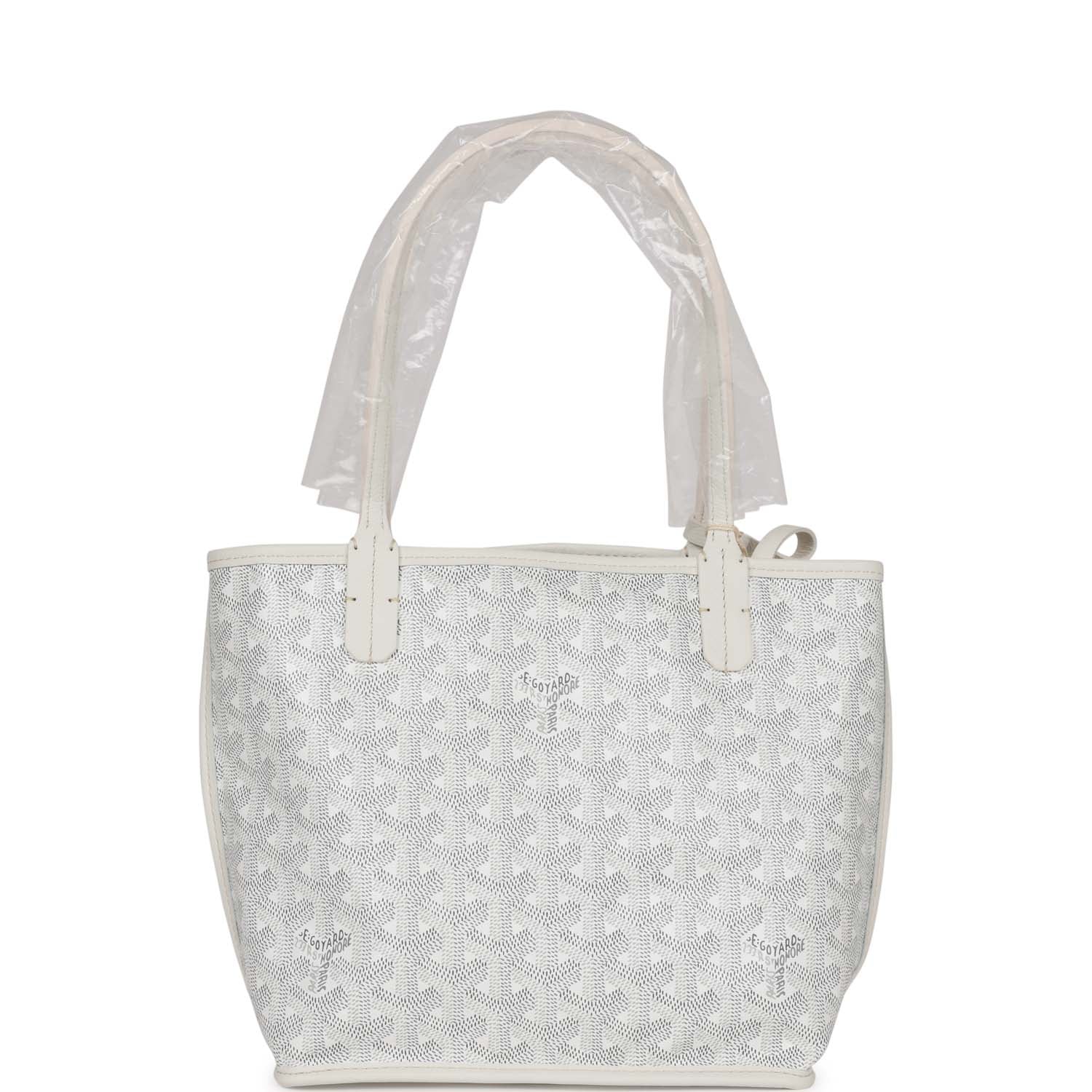 Goyard Goyardine White Anjou Mini Reversible Tote Bag Silver Hardware