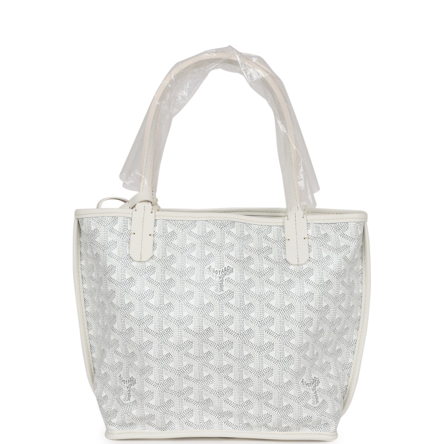 Goyard Goyardine White Anjou Mini Reversible Tote Bag Silver Hardware