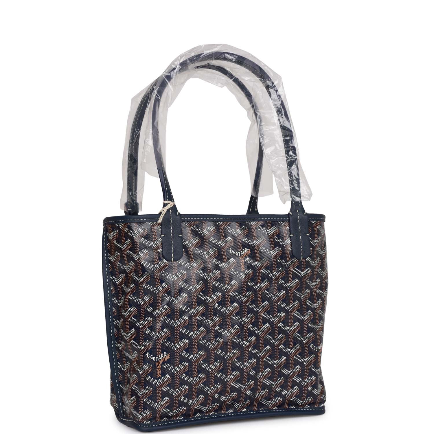 Goyard Goyardine Navy Anjou Mini Reversible Tote Bag Palladium Hardwar