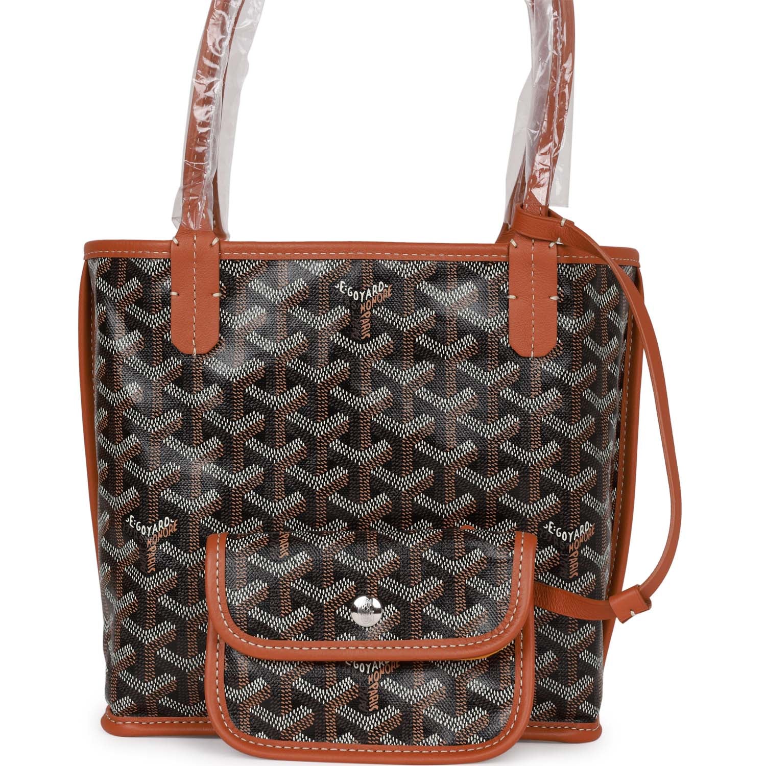 Goyard Goyardine Black Anjou Mini Reversible Tote Bag Silver Hardware