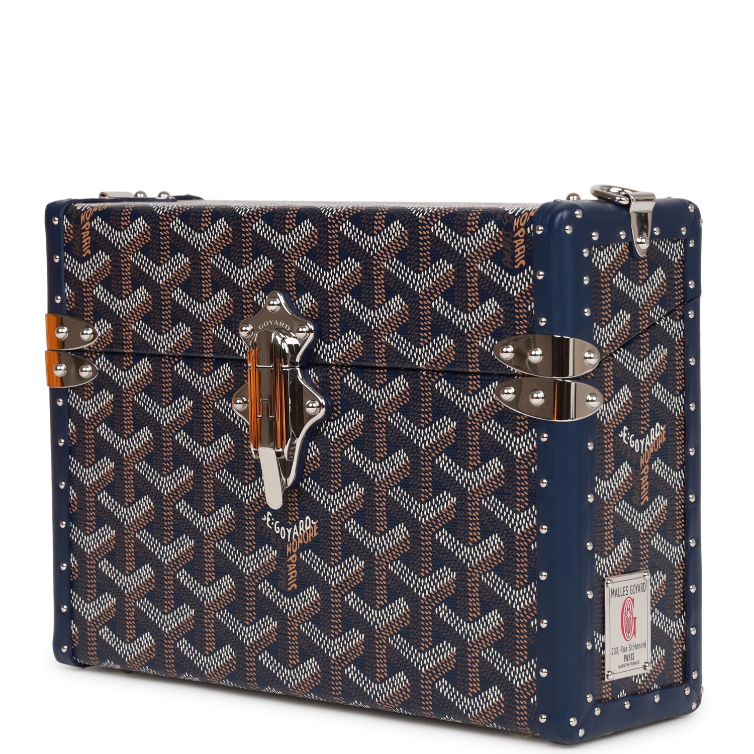 Goyard Goyardine Dark Blue Cassette Trunk Clutch/Shoulder Bag Palladiu