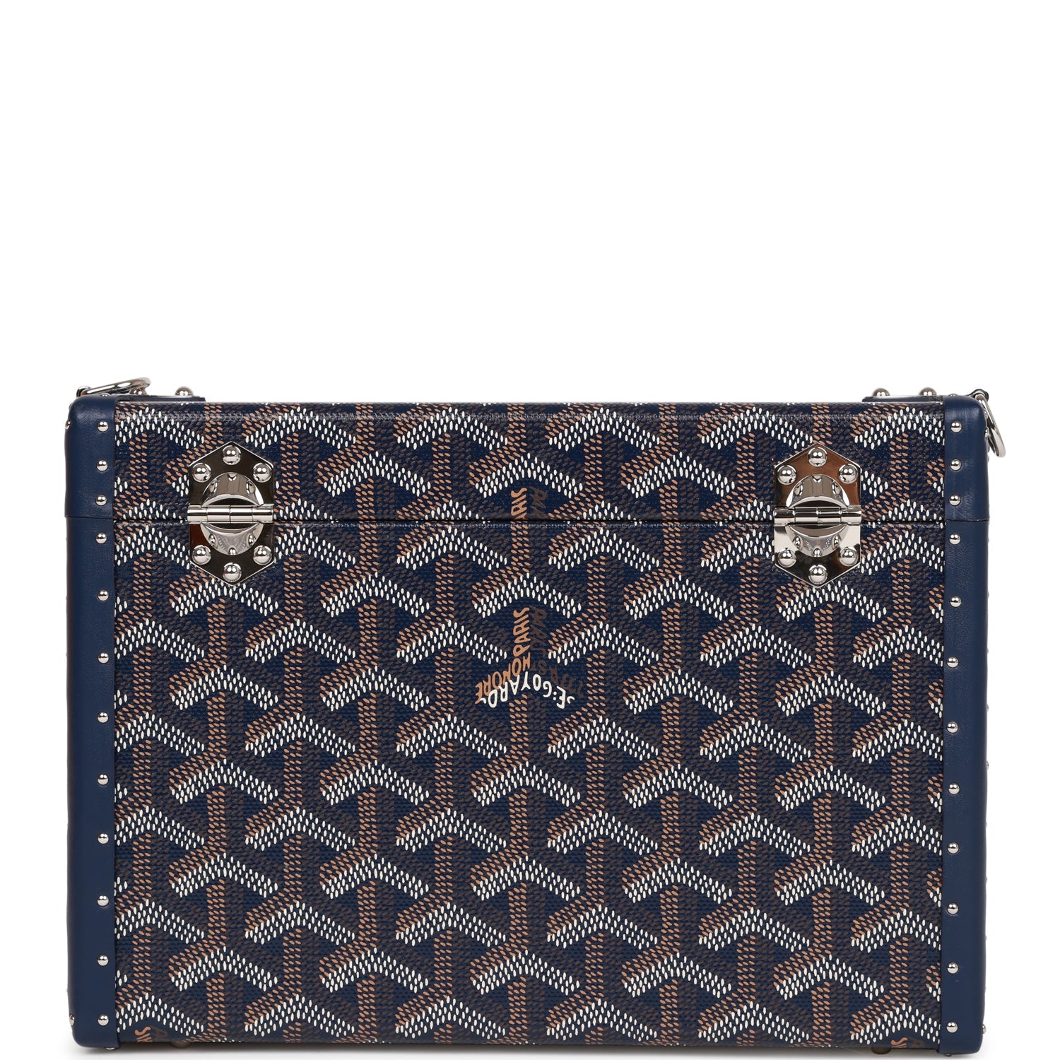 Goyard Goyardine Dark Blue Cassette Trunk Clutch/Shoulder Bag Palladiu