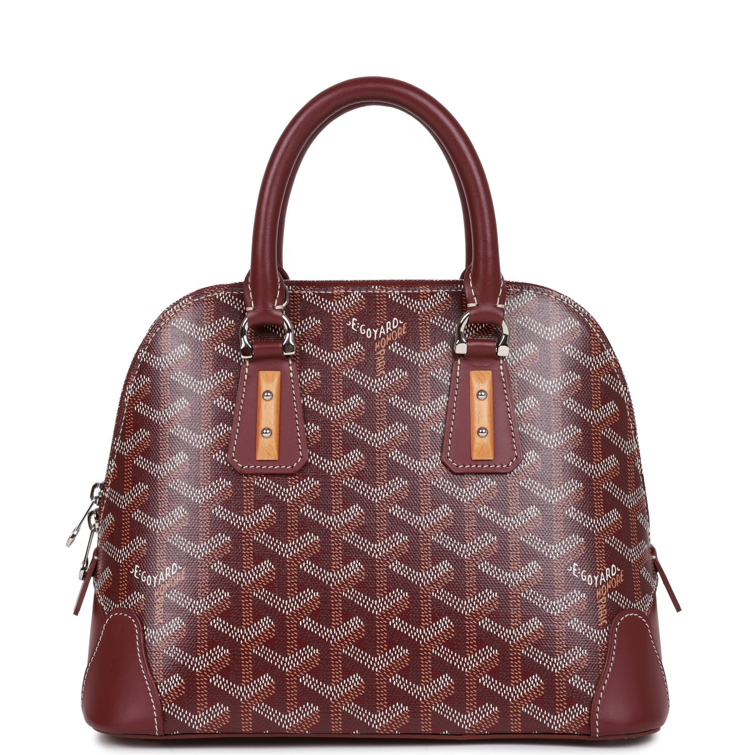 Goyard Vendome Mini Bag with Strap Burgundy Goyardine Silver Hardware