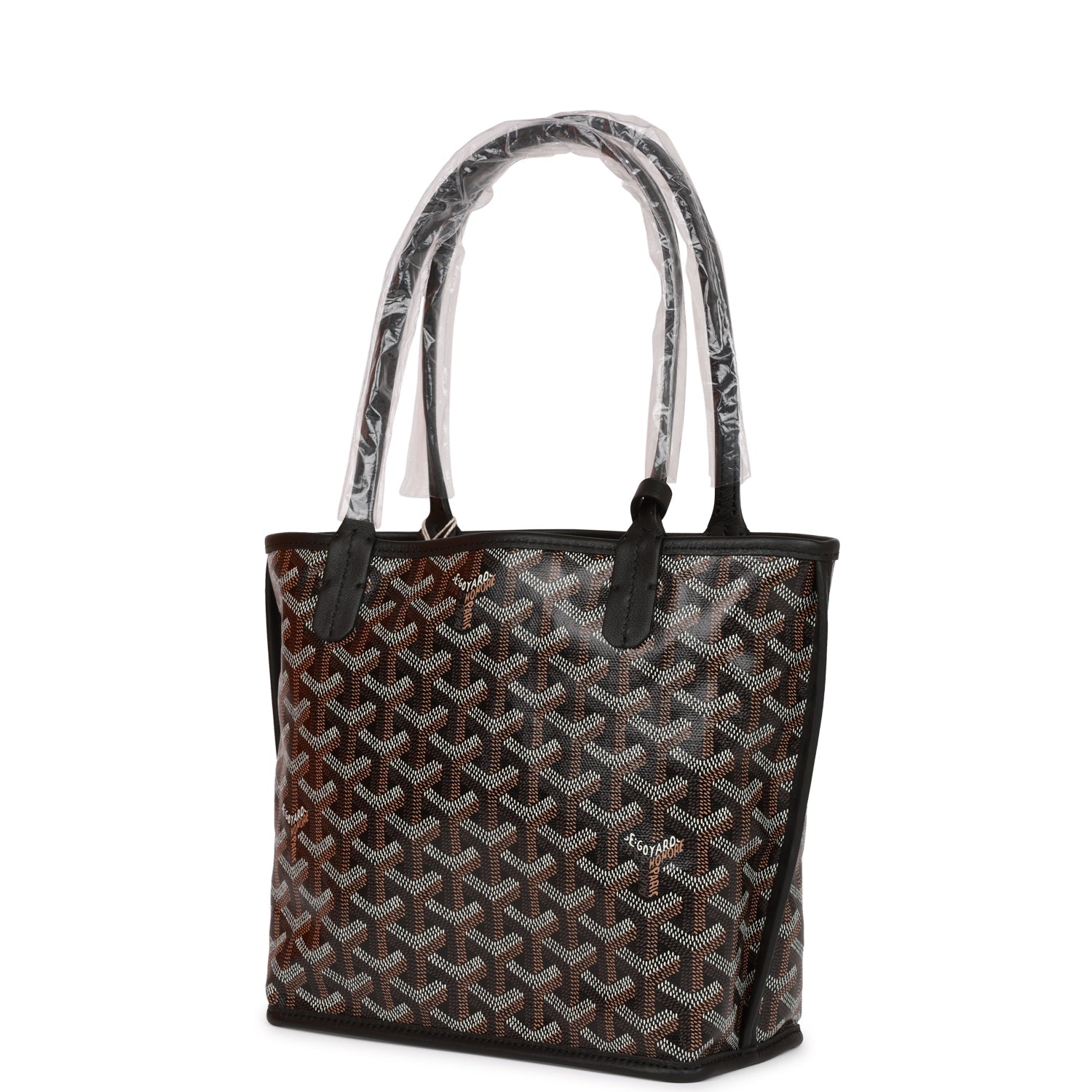Goyard Goyardine Black Anjou Mini Reversible Tote Bag Silver Hardware