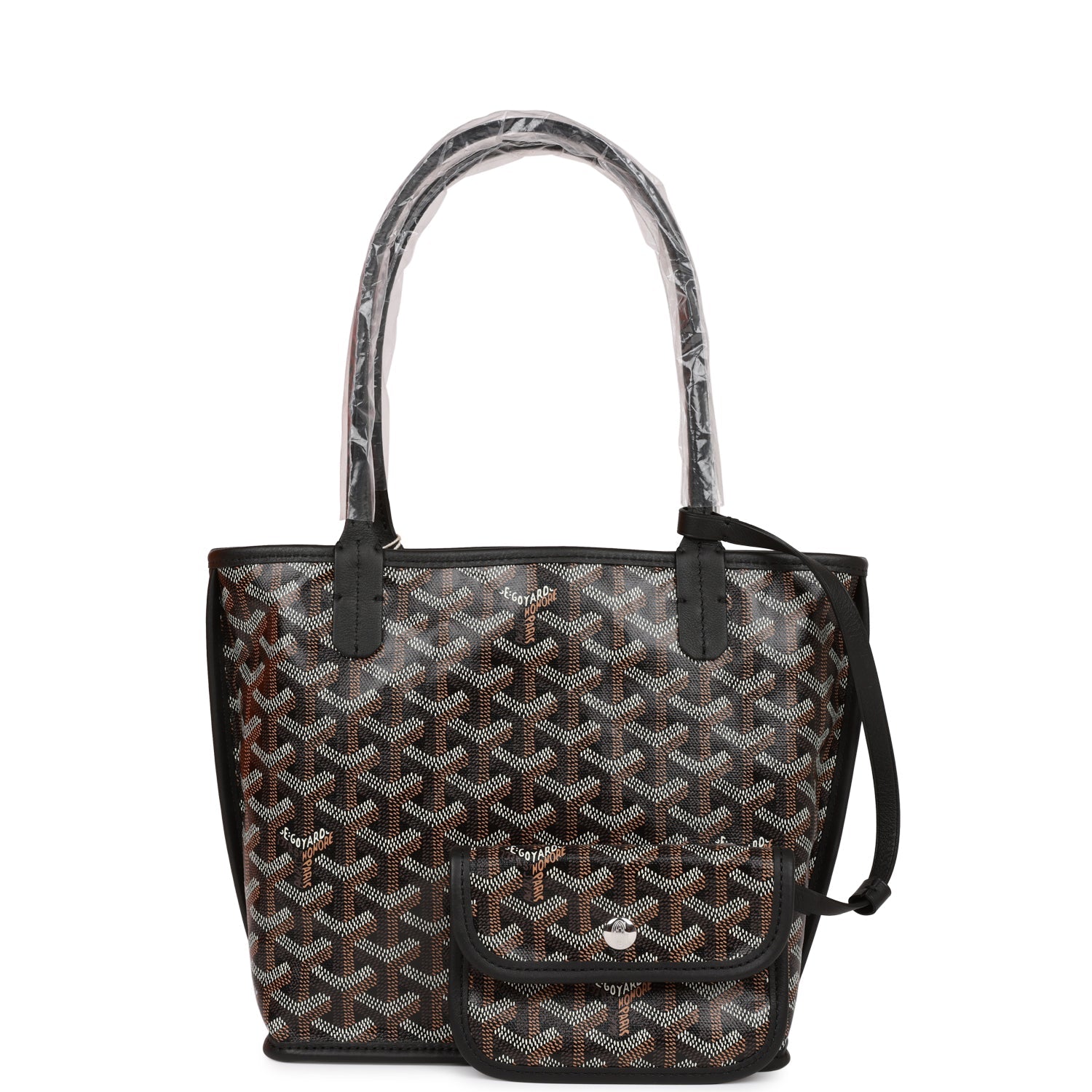 Goyard Goyardine Black Anjou Mini Reversible Tote Bag Silver Hardware