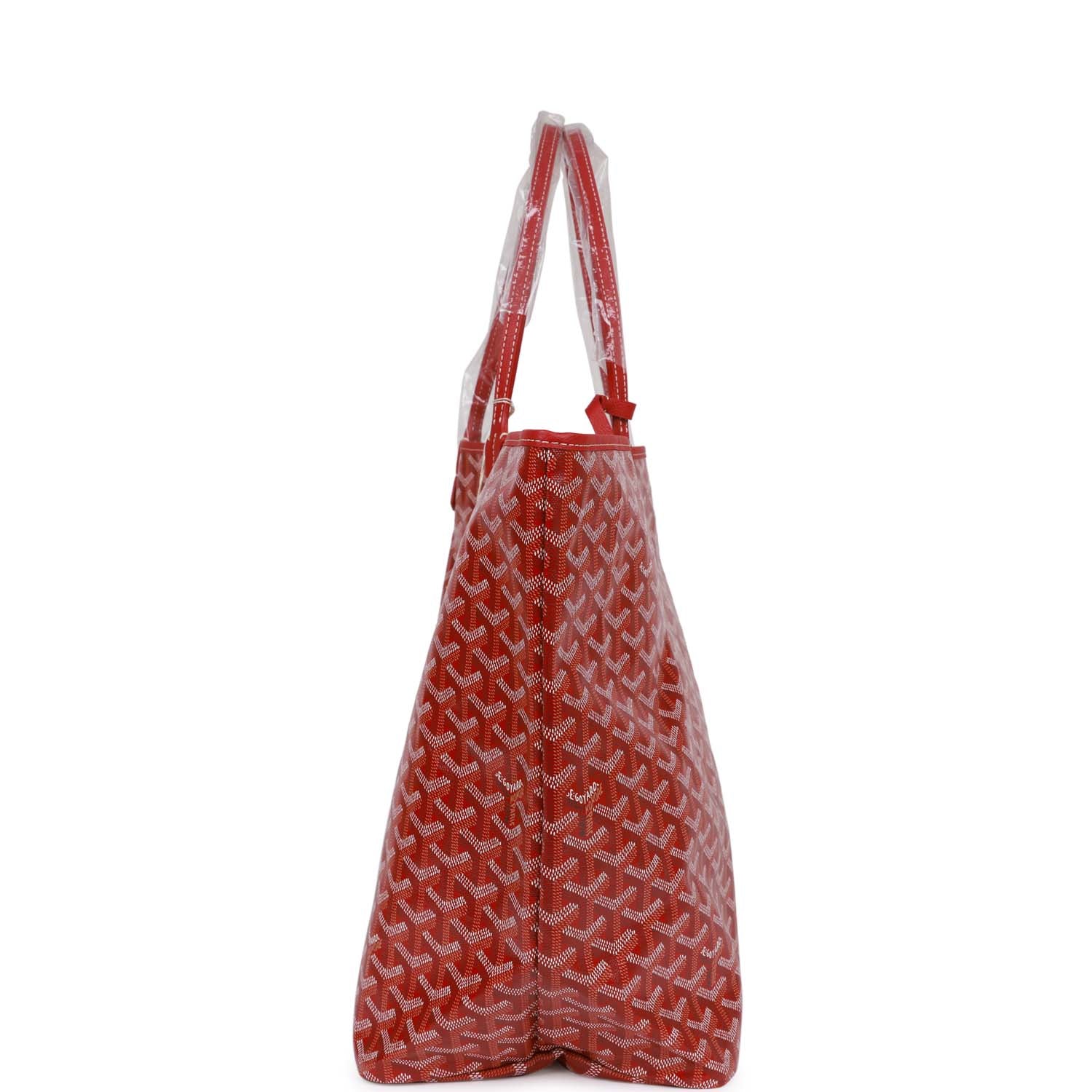 Goyard Goyardine Red St. Louis GM Tote Bag Silver Hardware