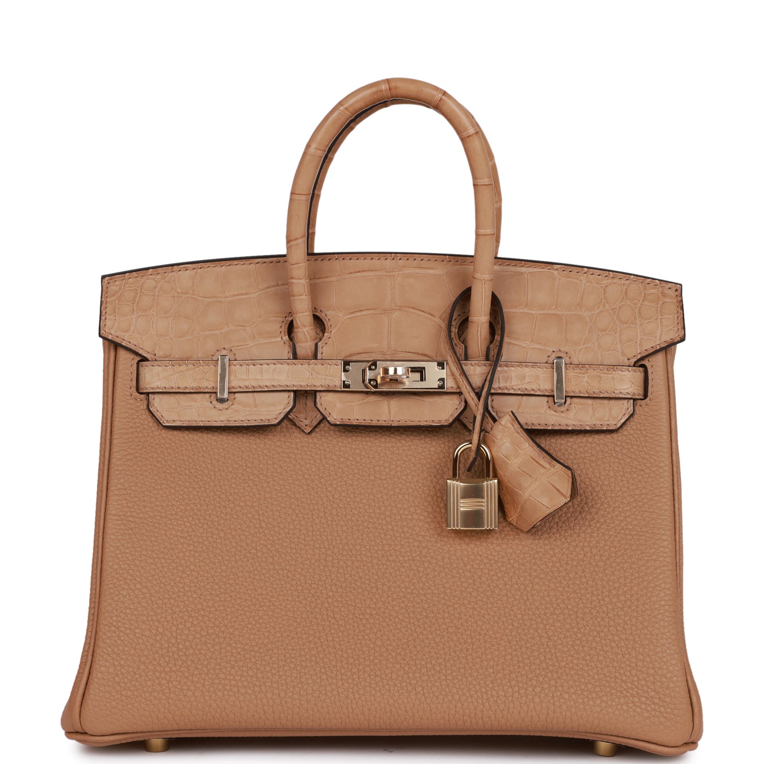Hermes Birkin 25 Chai Matte Alligator and Togo Touch Permabrass Hardwa