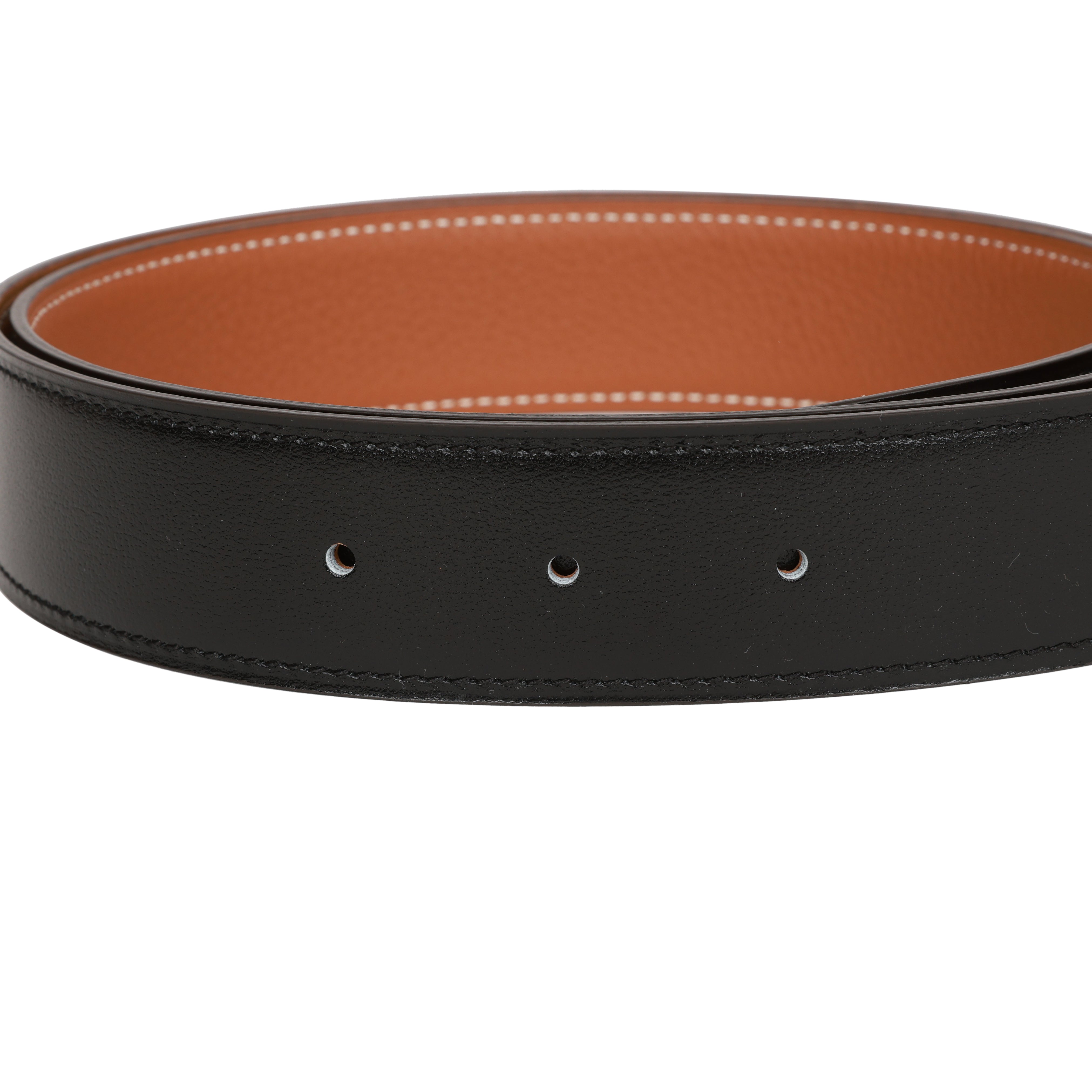 Hermes 32mm Black/Gold Constance H Belt 85cm Brushed Gold Buckle