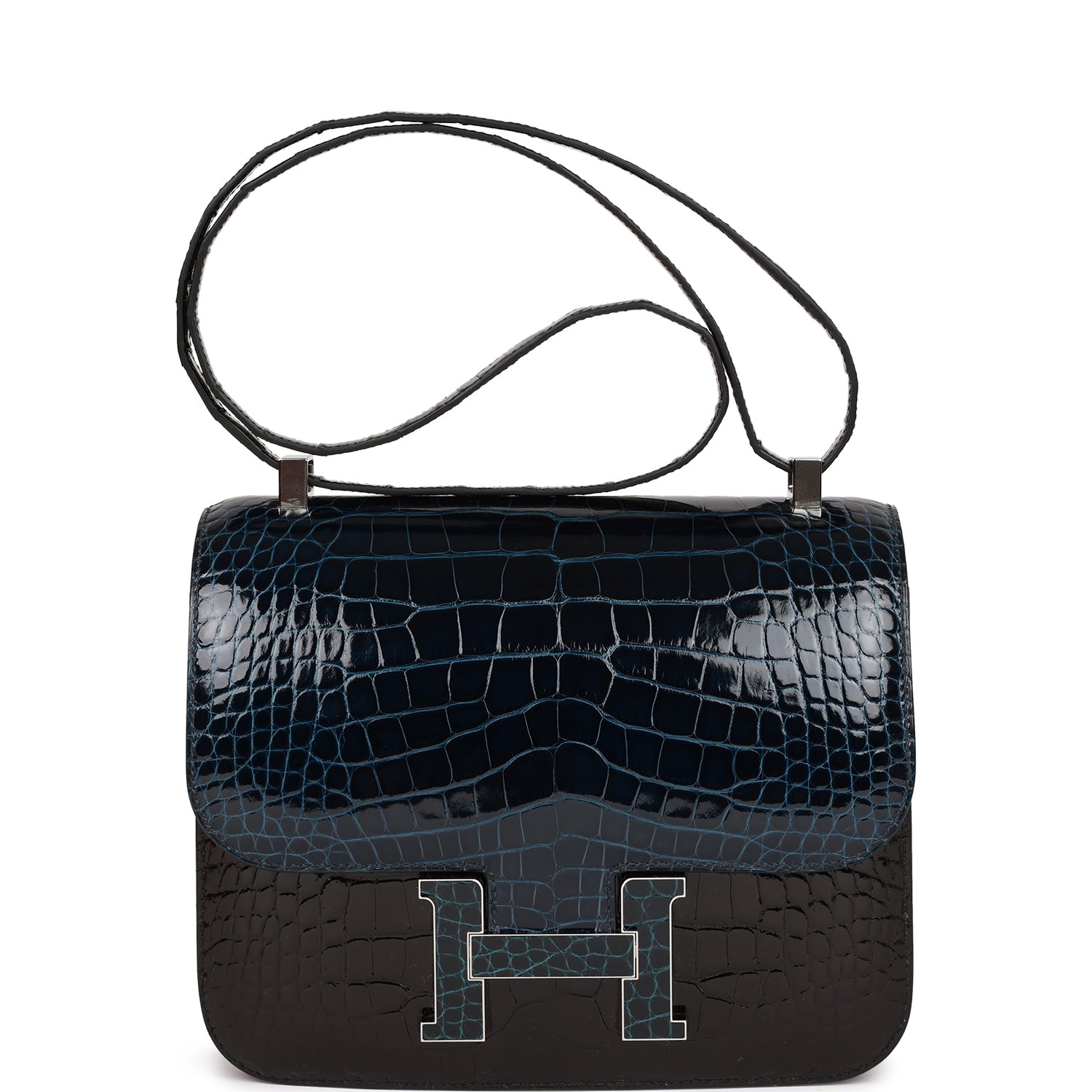 Hermes Constance 24 Tri-Color Black, Bleu Baltique and Vert Rousseau S