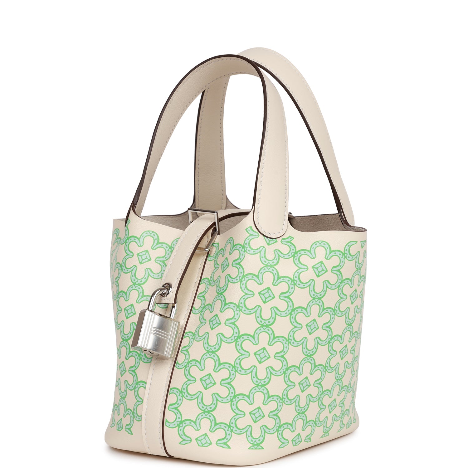 Hermes Micro Picotin Lock 14 "Lucky Daisy" Nata Swift Palladium Hardwa