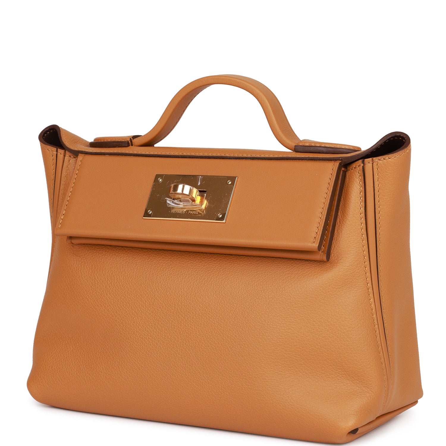 Hermes Mini 24/24 Bag Caramel Evercolor and Sesame Swift Verso Gold Ha