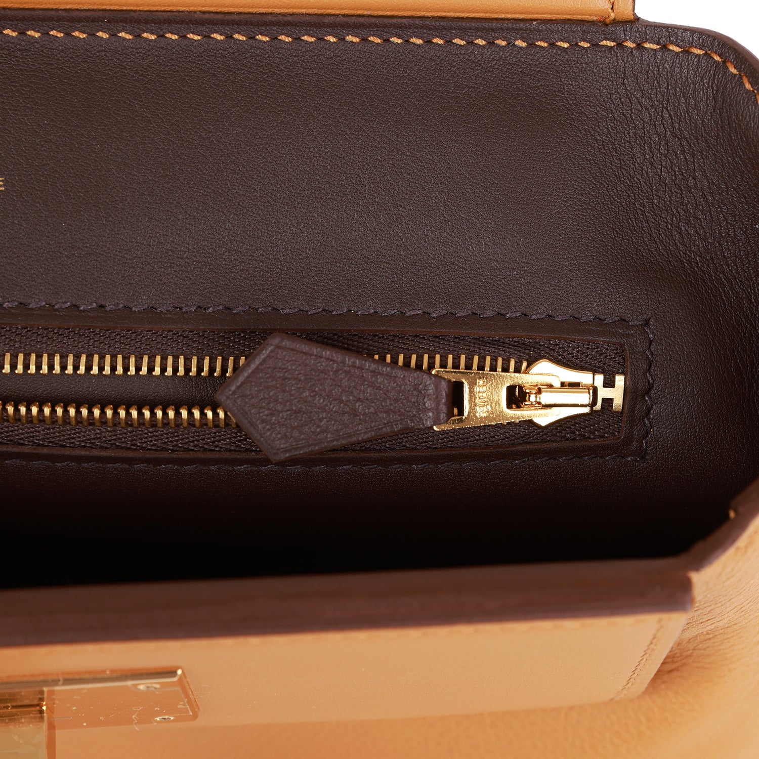 Hermes Mini 24/24 Bag Caramel Evercolor and Sesame Swift Verso Gold Ha