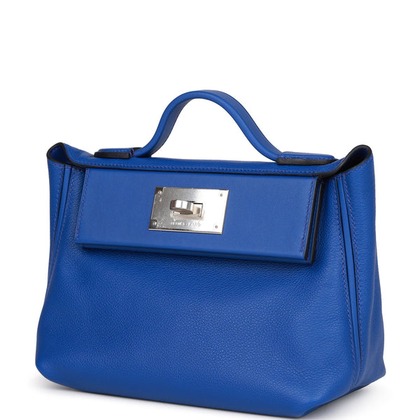 Hermes Mini 24/24 Bag Bleu Royal Evercolor and Swift Palladium Hardwar