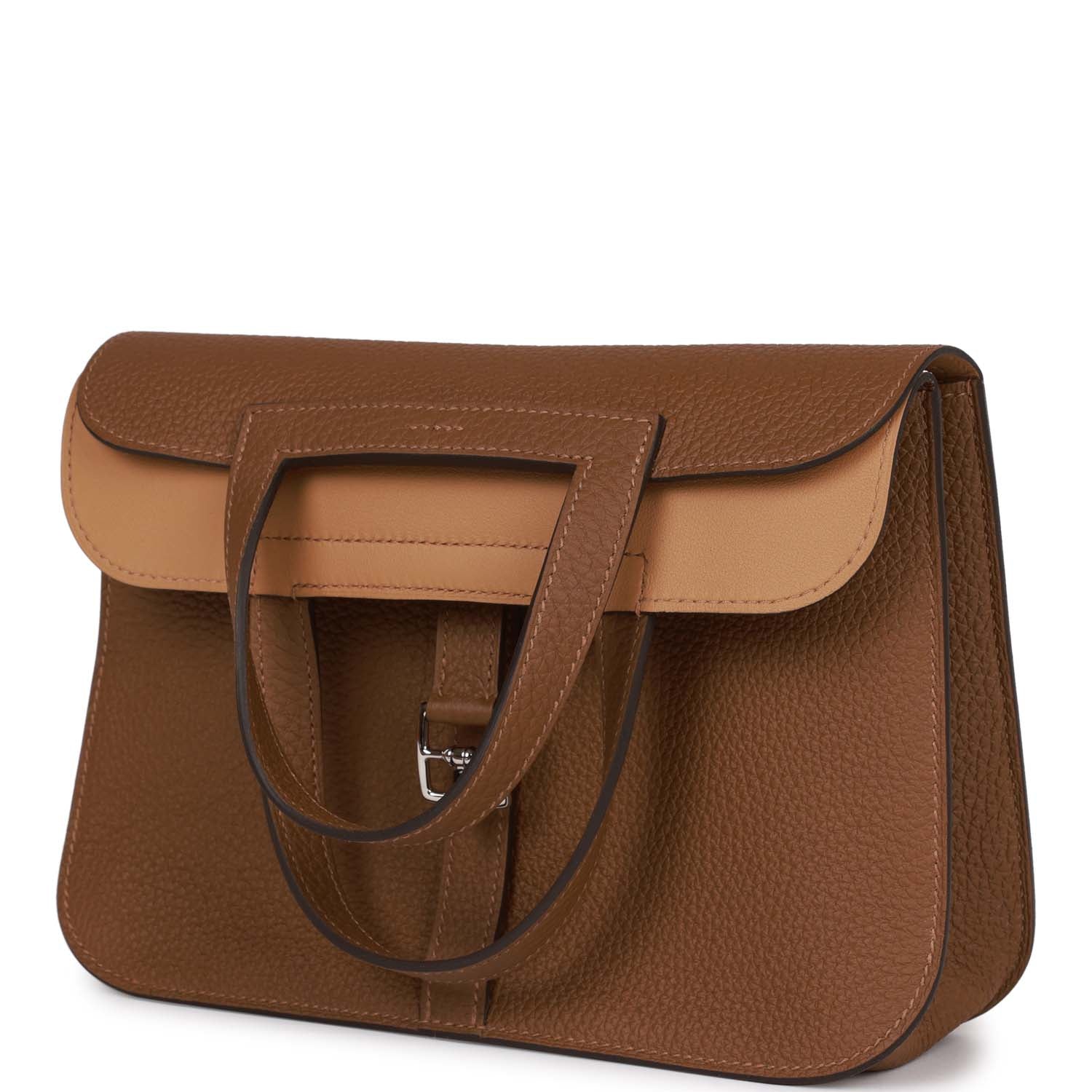 Hermes Halzan 25 Alezan and Biscuit Verso Clemence Palladium Hardware – Madison Avenue Couture