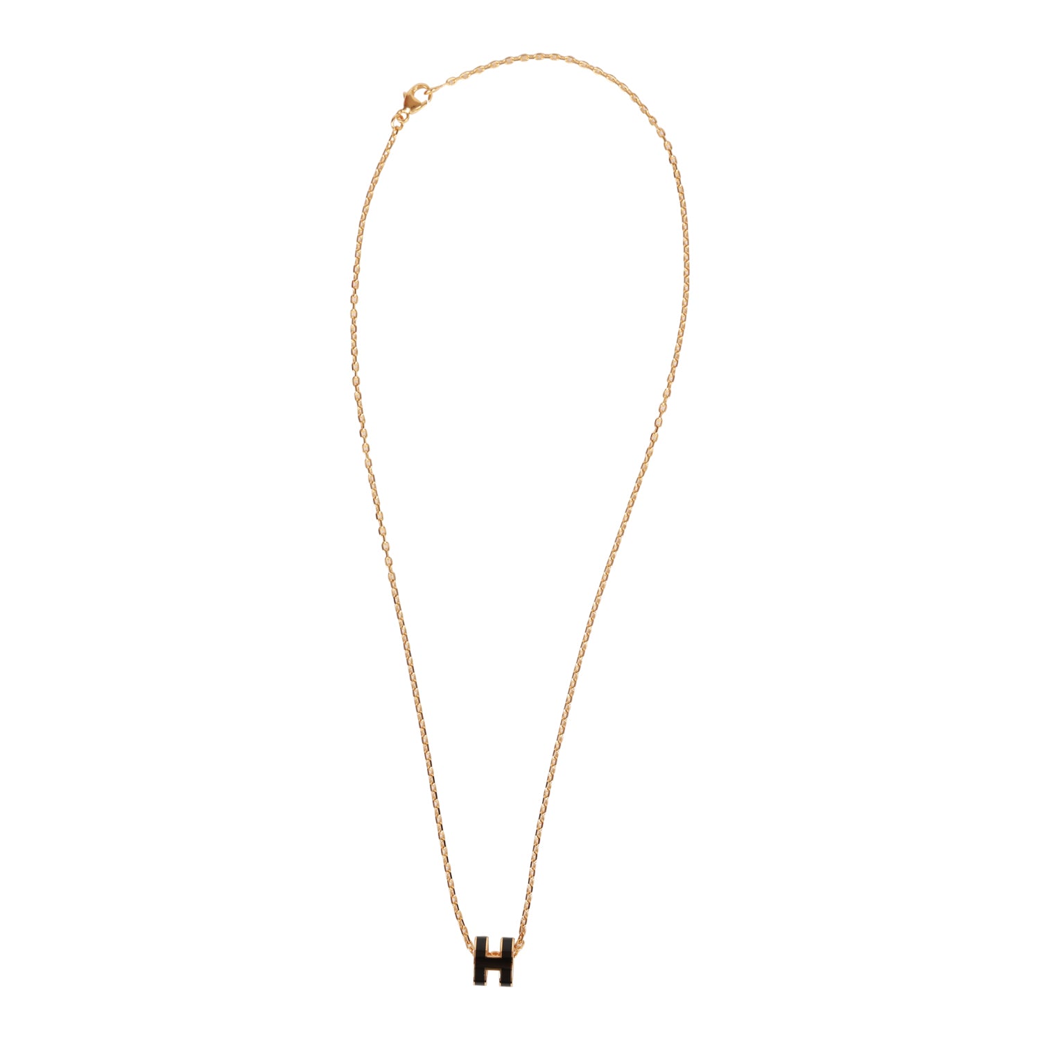 Hermes Black Mini Pop H Pendant Necklace