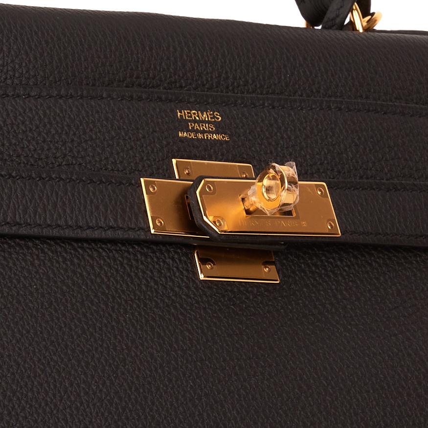 Hermes Kelly Retourne 32 Black Togo Gold Hardware