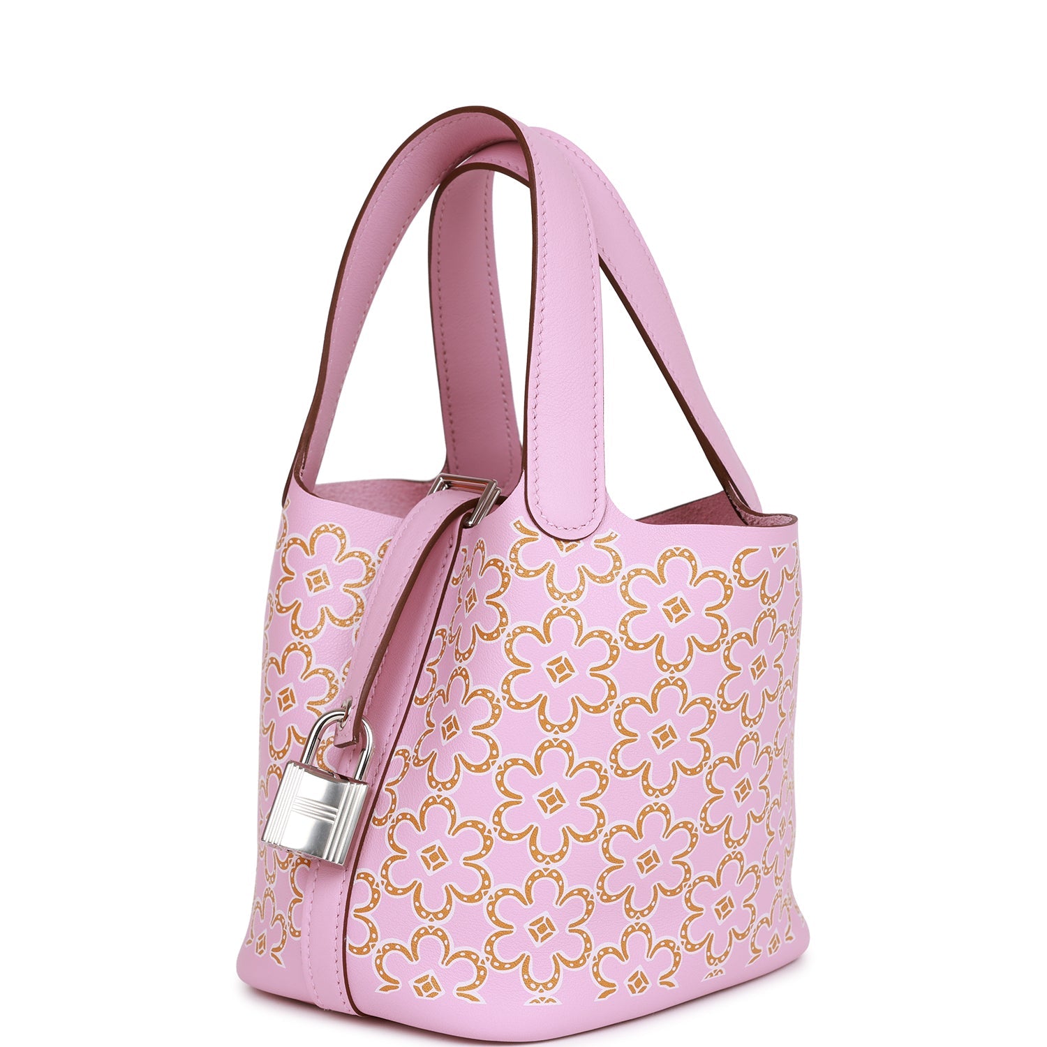 Hermes Micro Picotin Lock 14 "Lucky Daisy" Mauve Sylvestre Swift Palla