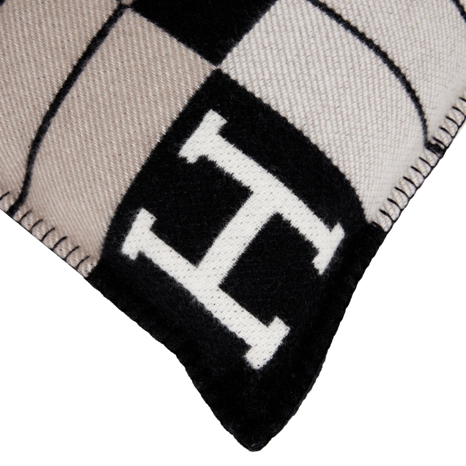 Hermes "Avalon III" Gris/Black Signature H Cushion PM Set of two