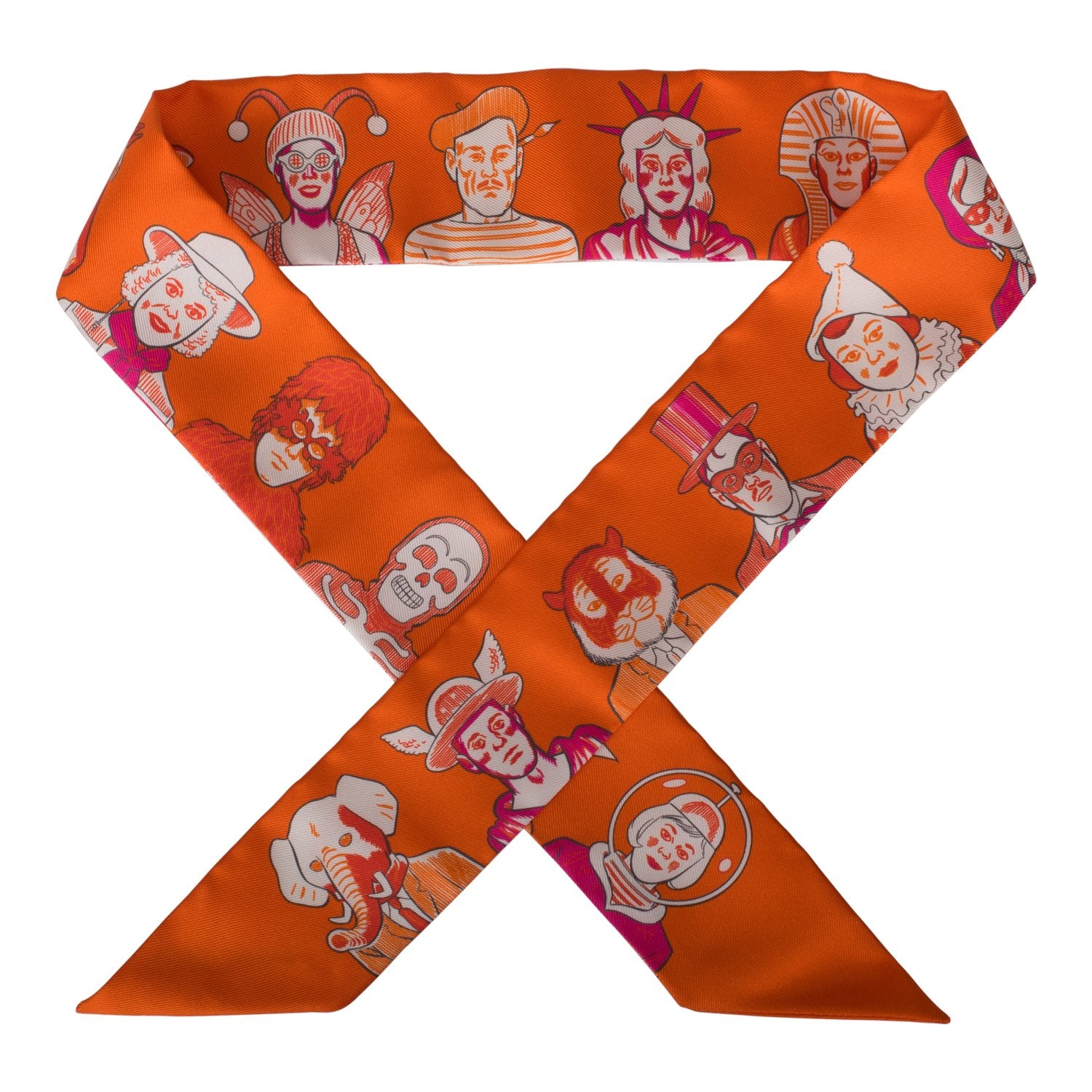 Hermes "Dress Code" Orange Silk Twilly Pair