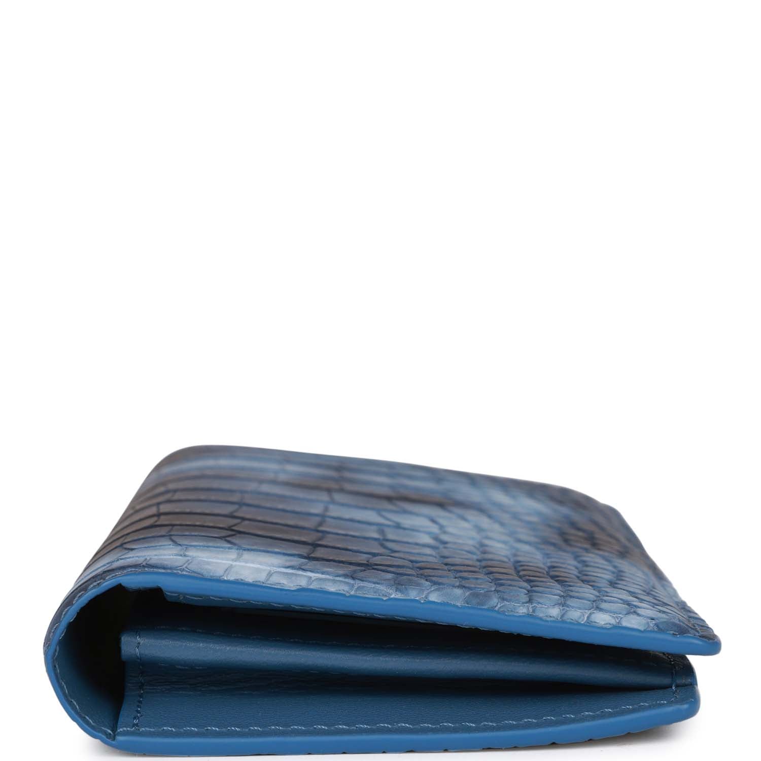 Louis Vuitton Brazza Wallet Multi Blue Matte Alligator Silver Hardware