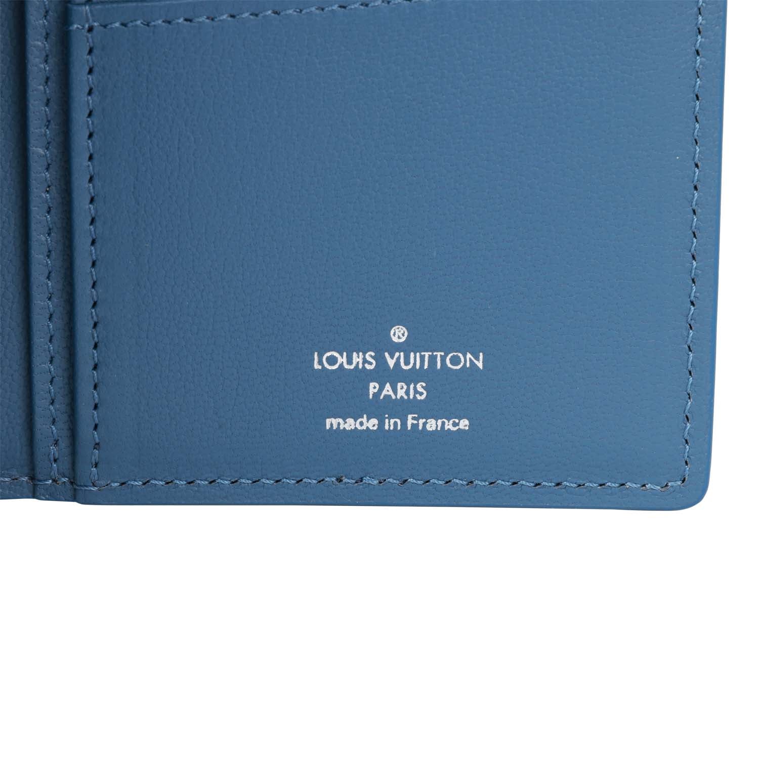 Louis Vuitton Brazza Wallet Multi Blue Matte Alligator Silver Hardware
